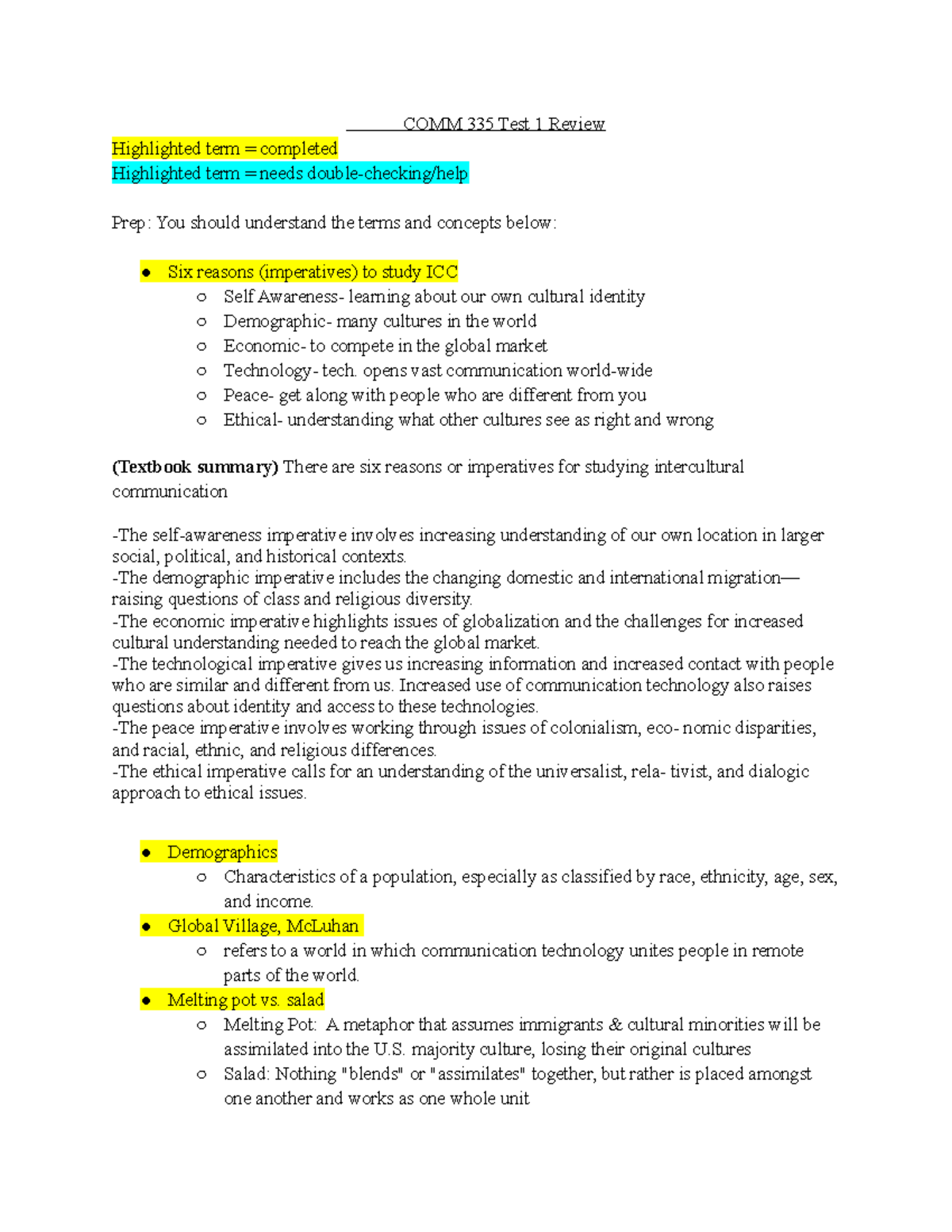 Comm 335 Test 1 Review Comm 335 Test 1 Review Highlighted Term