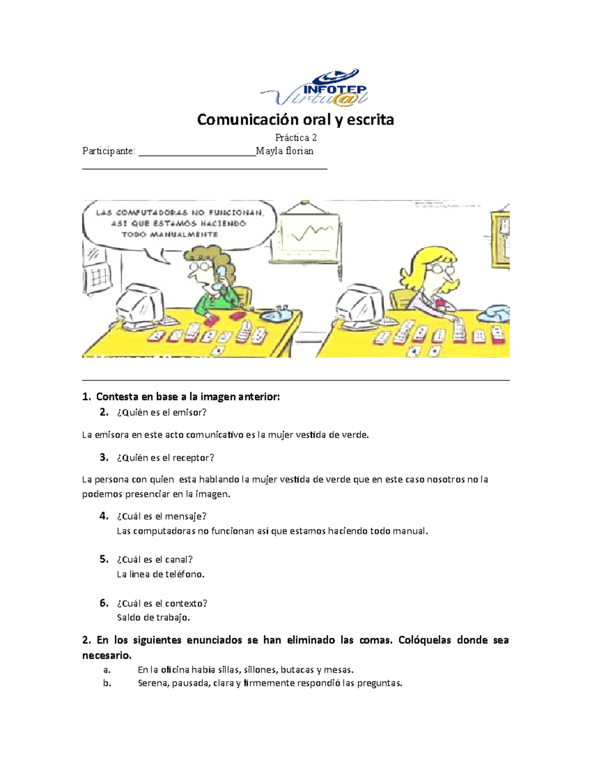 Ejercicio 2, Comunicacion ORAL Y Escrita 33 - Comunicación oral y ...