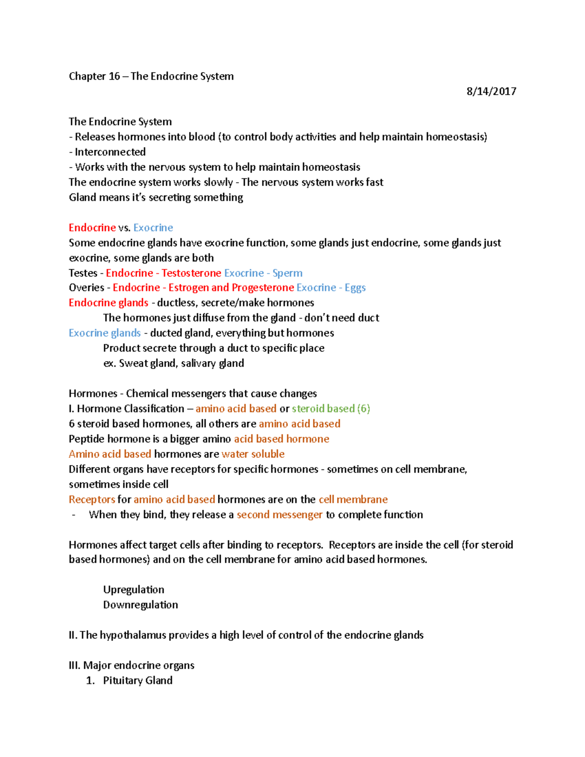 Endocrine 2016 - Chapter 16 – The Endocrine System 8/14/ The Endocrine ...