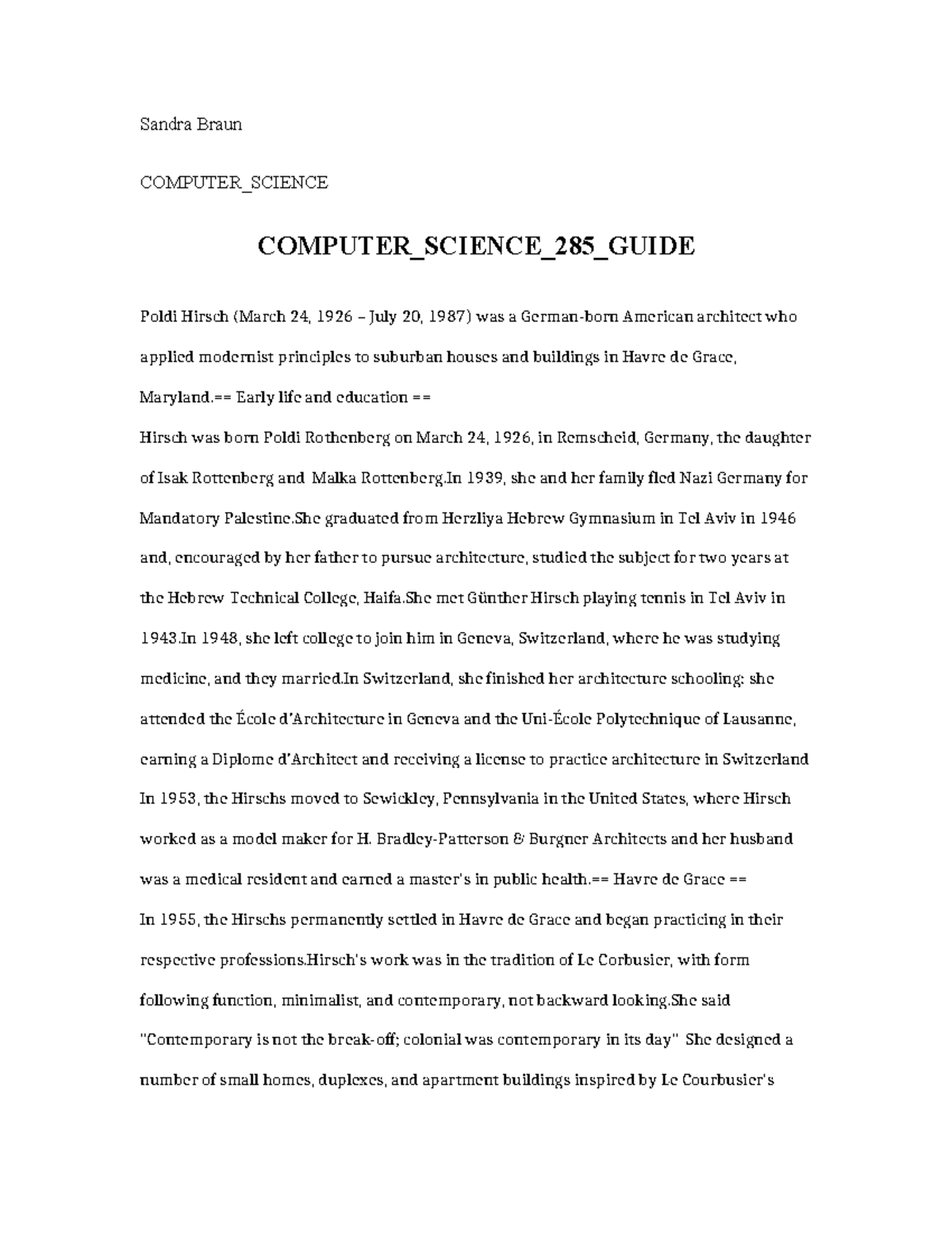 Computer Science 285 Guide - Sandra Braun COMPUTER_SCIENCE COMPUTER ...