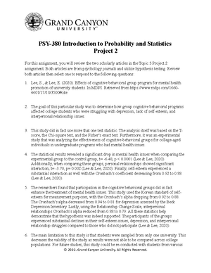 PSY380 RS T5 Benchmark Project 2 Articles - PSY-380 Introduction to ...