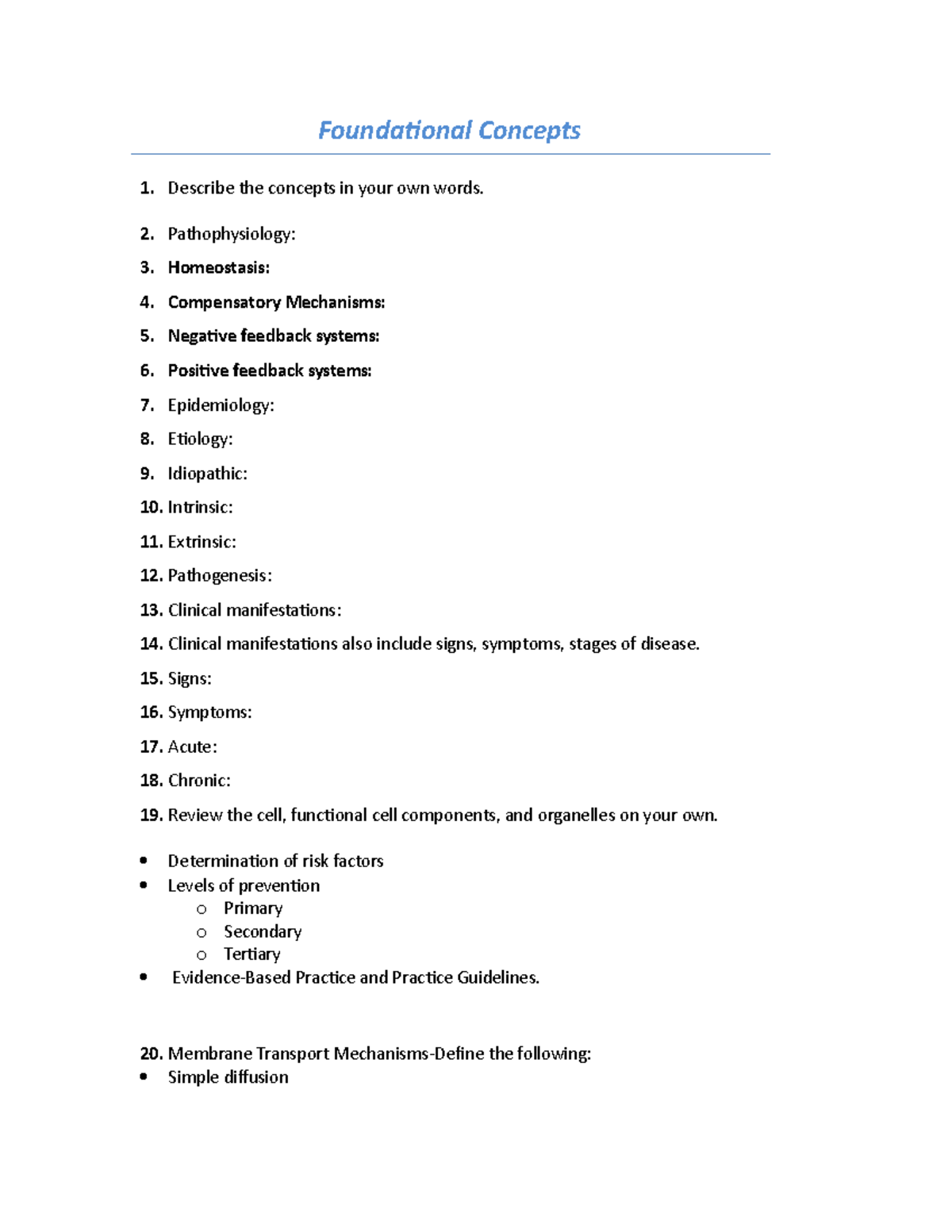 Module 1 Genetics and Growth - Foundational Concepts Describe the ...