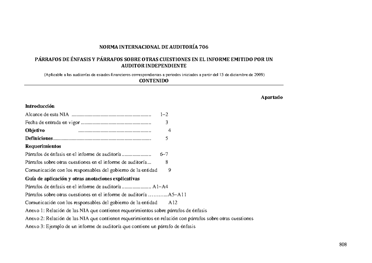 36 - NIA 706 - NIA 706 - NORMA INTERNACIONAL DE AUDITORÍA 706 PÁRRAFOS ...