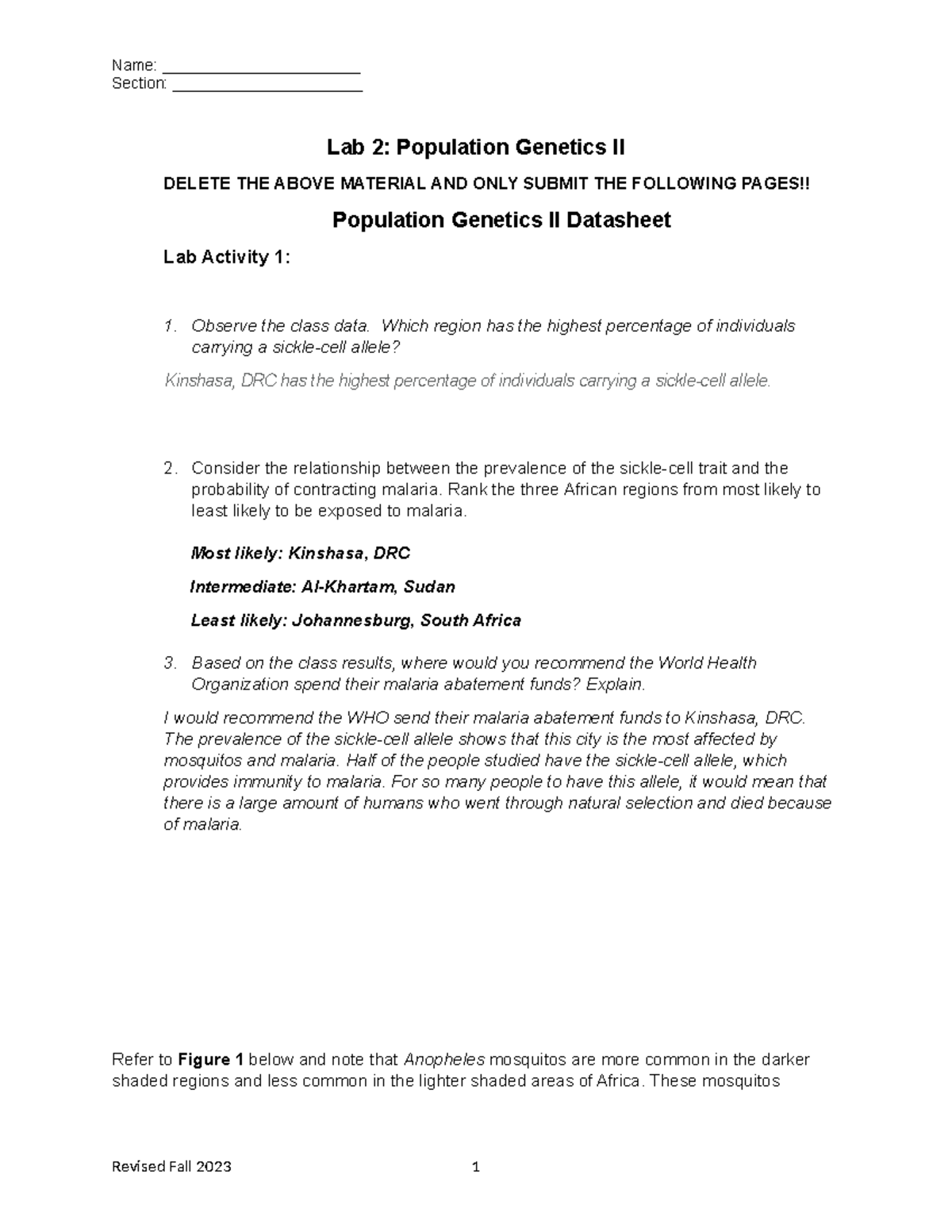 Pop Gen II Protocoland Datasheet - Section: ______________________ Lab ...