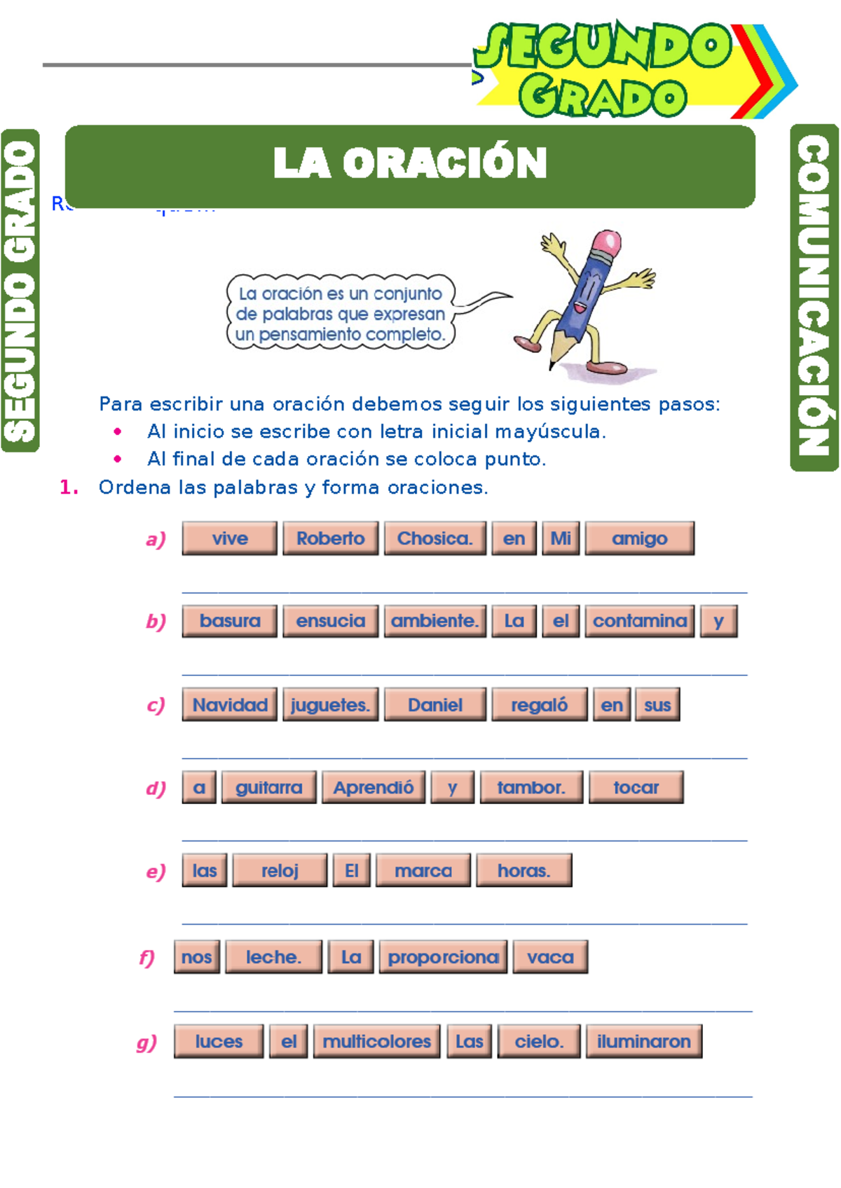 La-Oración-y-sus-Partes-para-Segundo-Grado-de-Primaria - Recuerda que ...