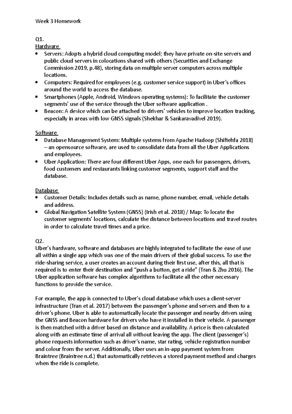 Homework Week 3 - Grade: HD - Week 3 Homework Q1. Hardware Servers ...