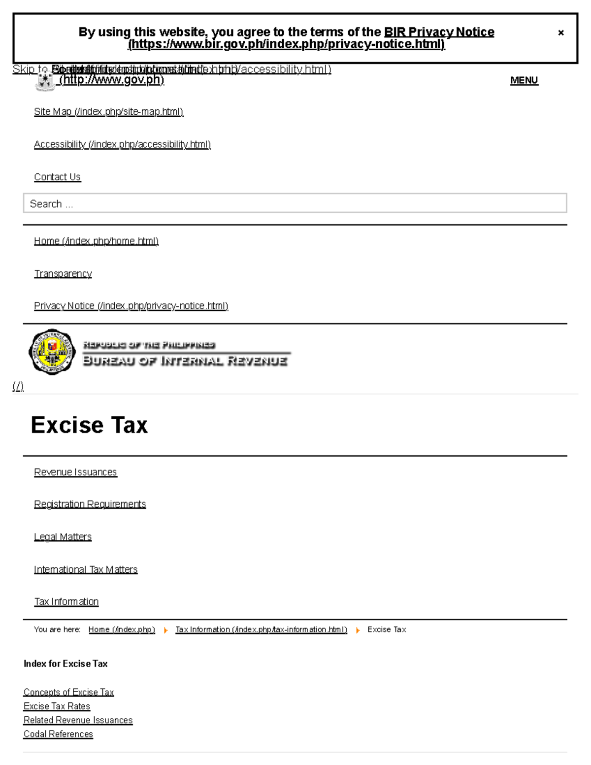 Excise Tax - Bureau of Internal Revenue - Skip to ContentSkip to ...