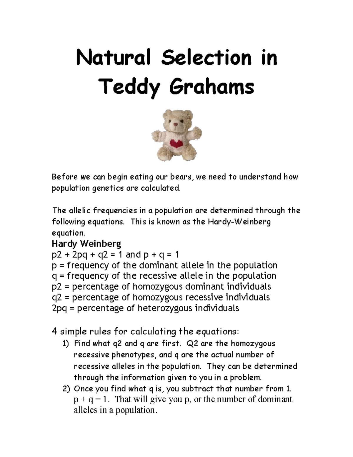 Natural Selection in Teddy Grahams LJ - Natural Selection in Teddy ...
