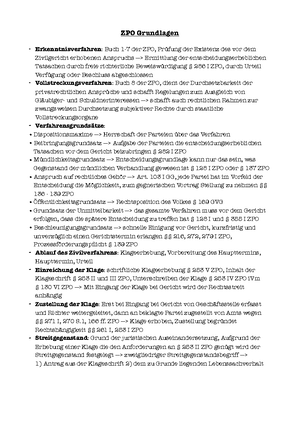 ZPO I + II Skript - Zusammenfassung ZPO III - Erkenntnisverfahren 2 ...