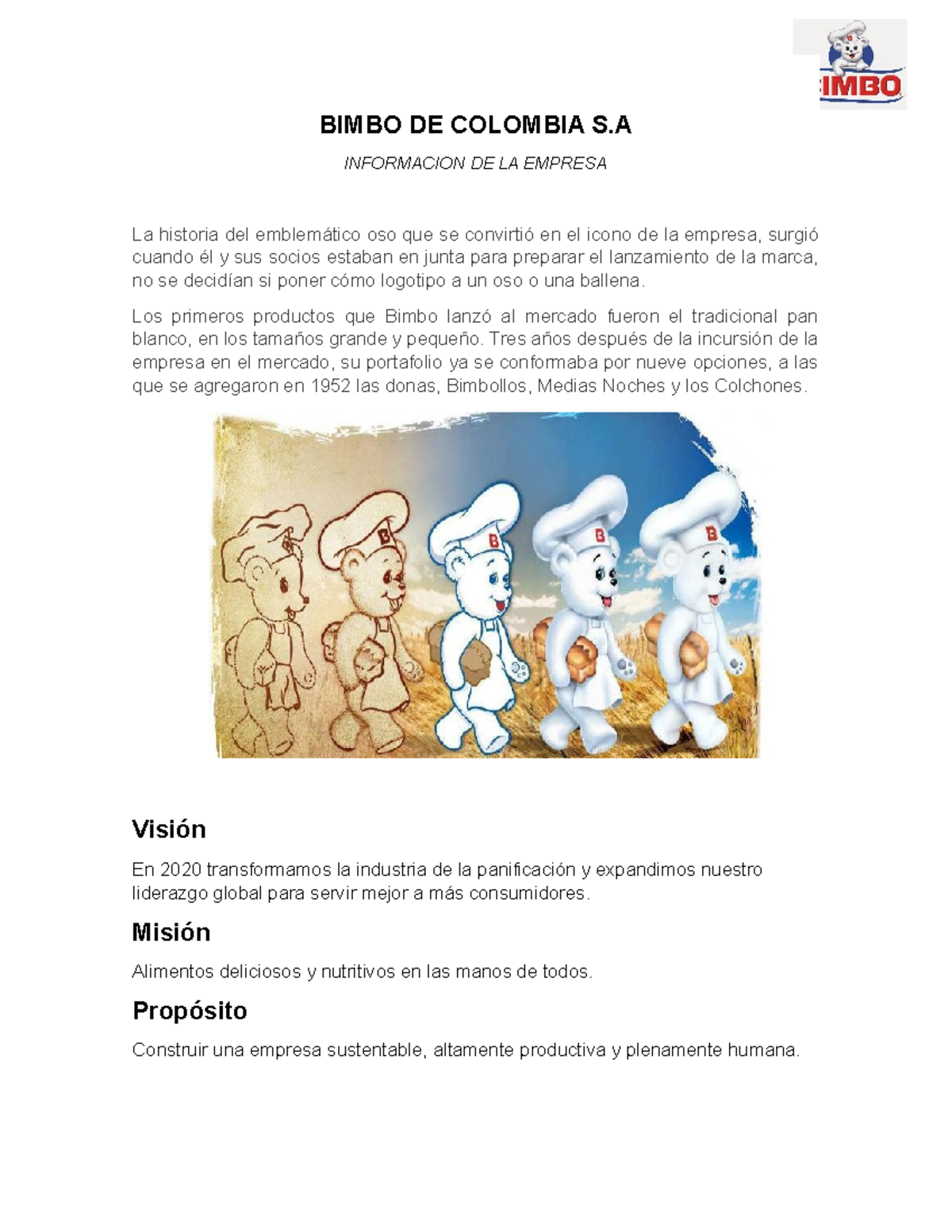 Bimbo - BIMBO DE COLOMBIA S INFORMACION DE LA EMPRESA La historia del ...