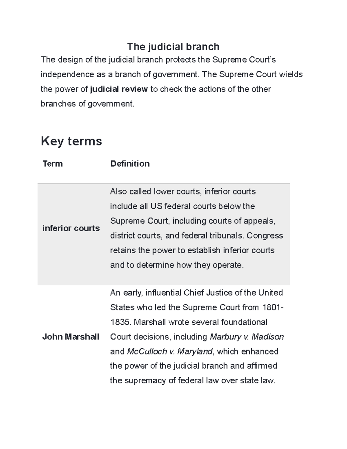 The judicial branch - The Supreme Court wields the power of judicial ...