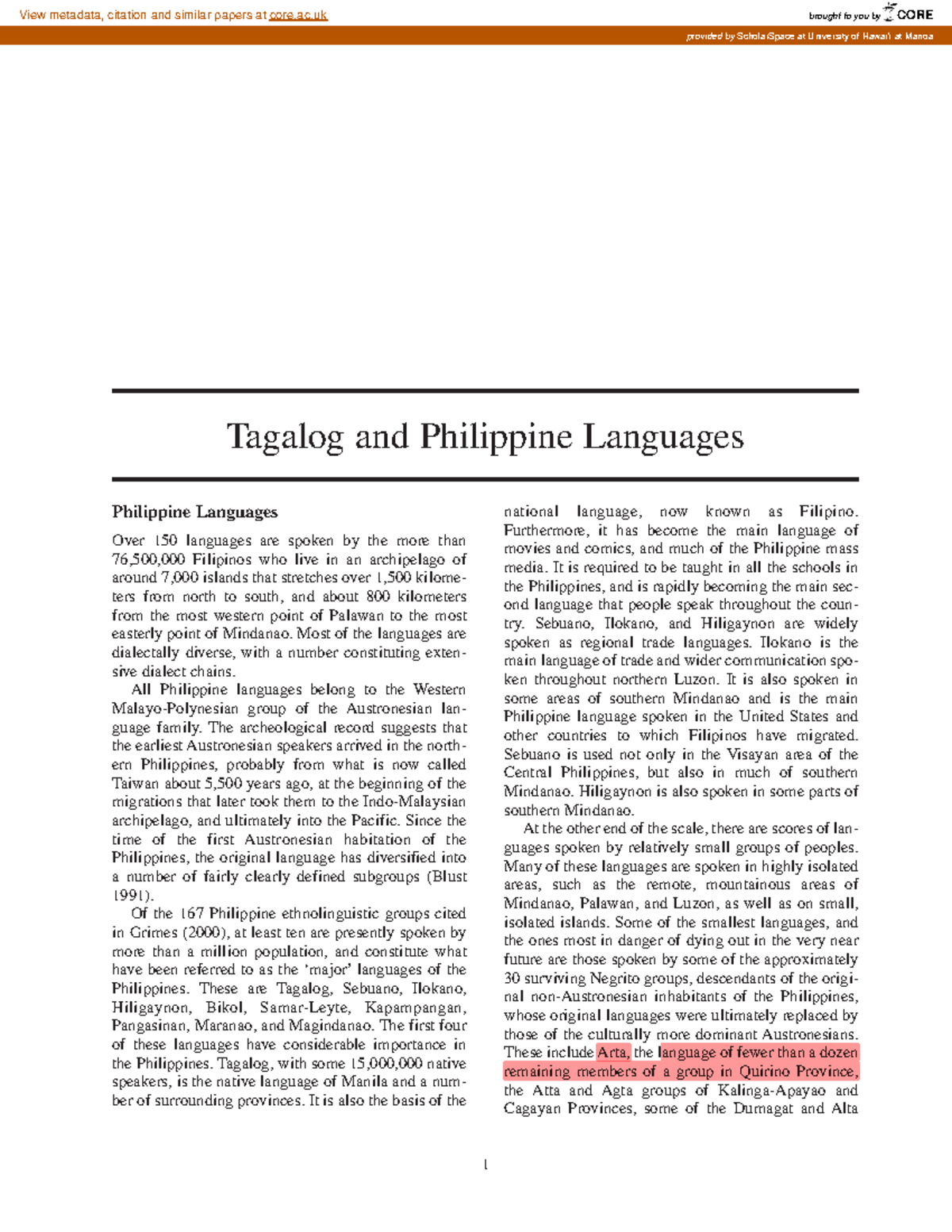1 Tagalog and Philippine Languages Quiz1 - Philippine Languages Over ...