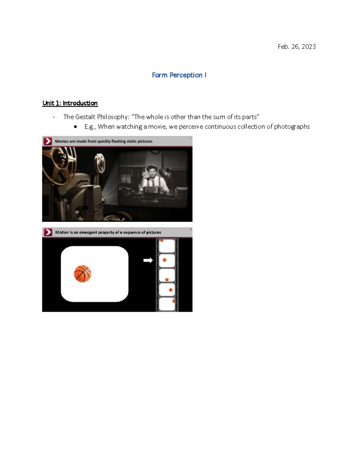 Form Perception - Feb. 26, 2023 Form Perception I Unit 1: Introduction ...