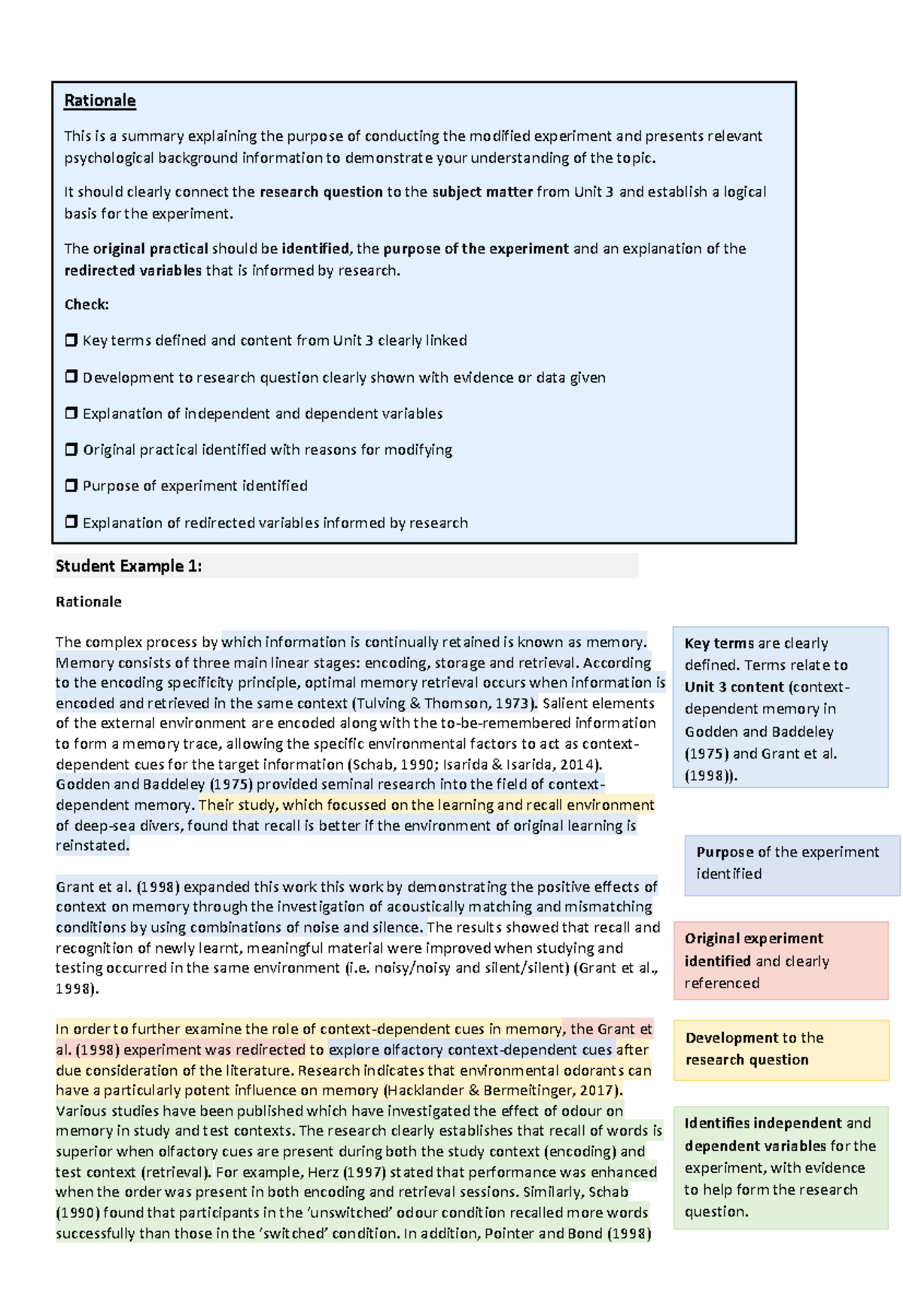 11 Psychology Student Experiment Complete Student Exemplars - Student ...