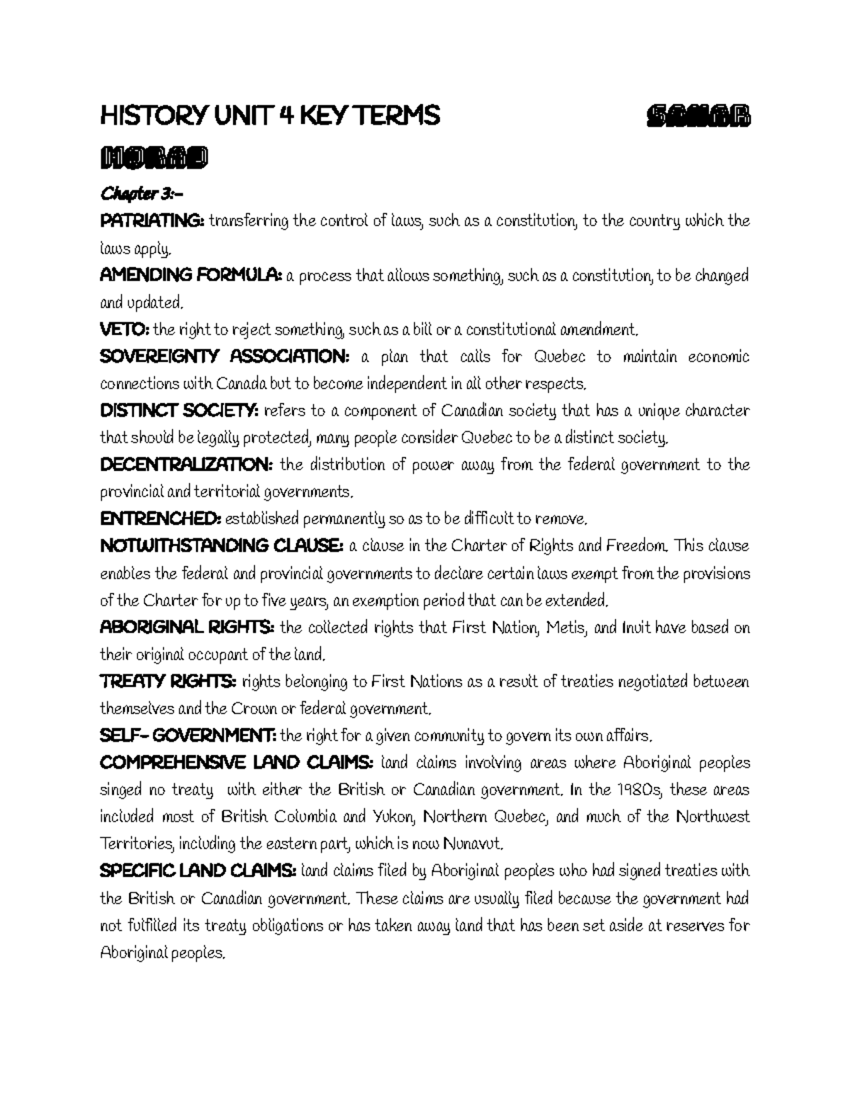 History UNIT 4 KEY Terms - HST 110 - Toronto Met - Studocu