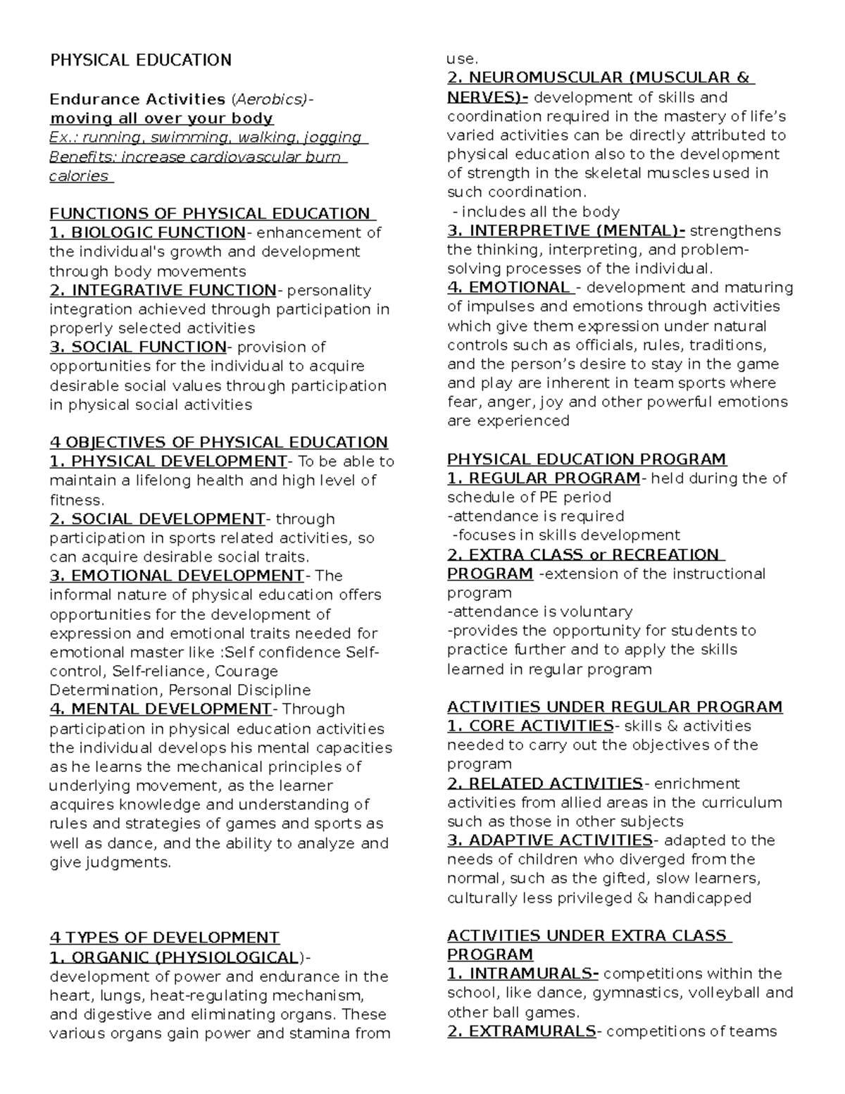 Physical- Education - INTRODUCTION OF PE - PHYSICAL EDUCATION Endurance ...