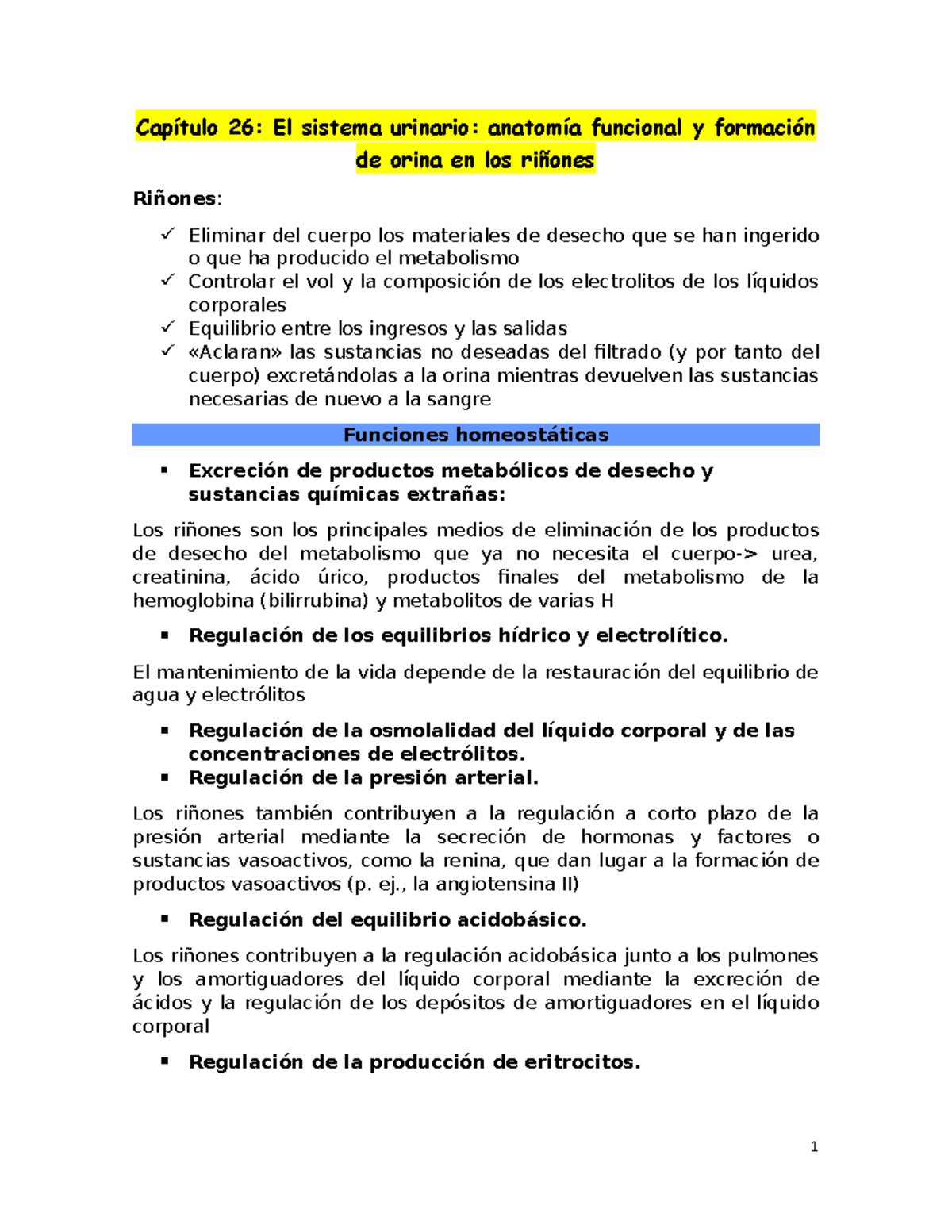 Capítulo 26 El sistema urinario- anatomía funcional y formación de orina en los riñones ...