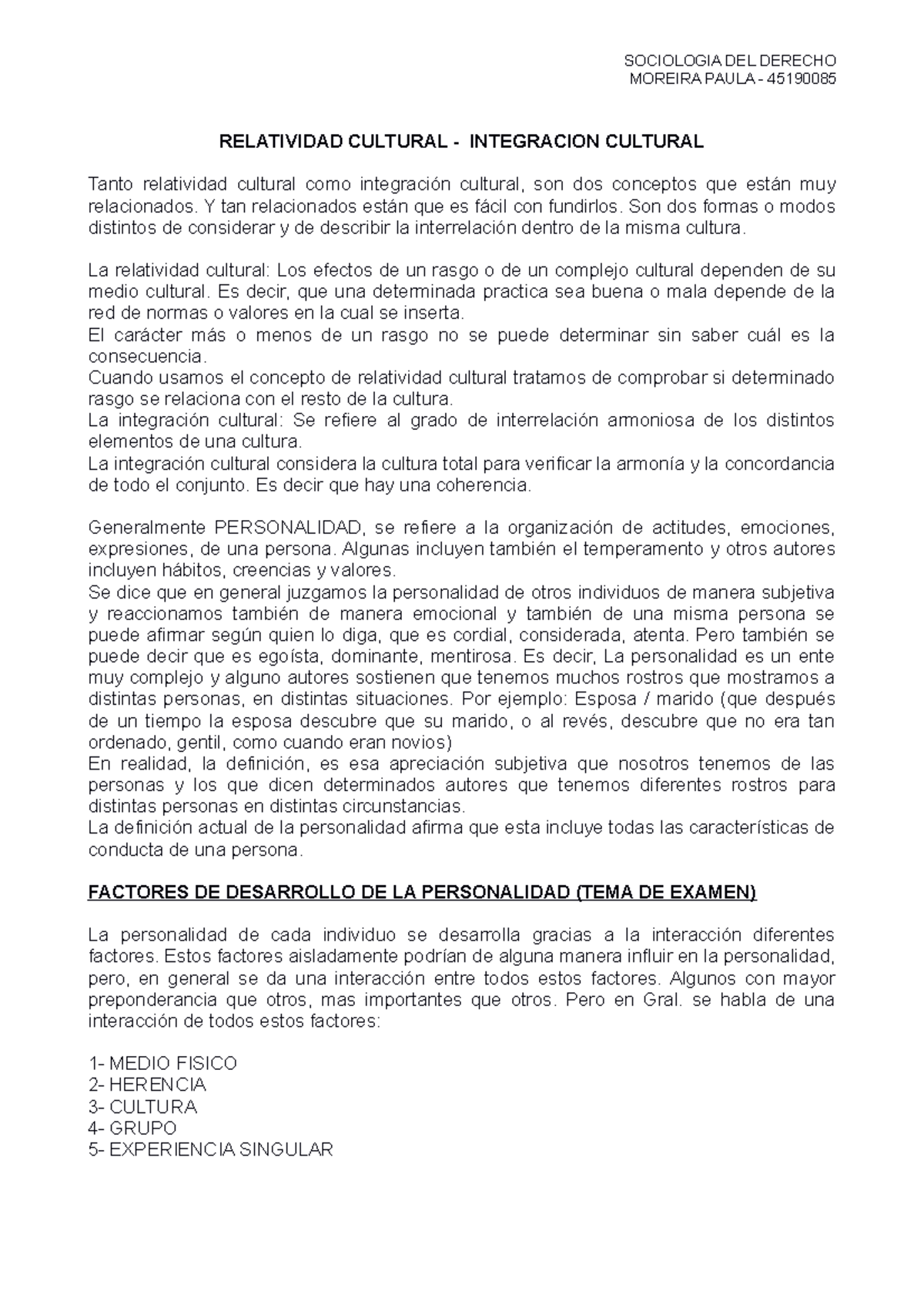 Relatividad Cultural - DICTADO DE CLASE PARA EXAMEN - SOCIOLOGIA DEL ...