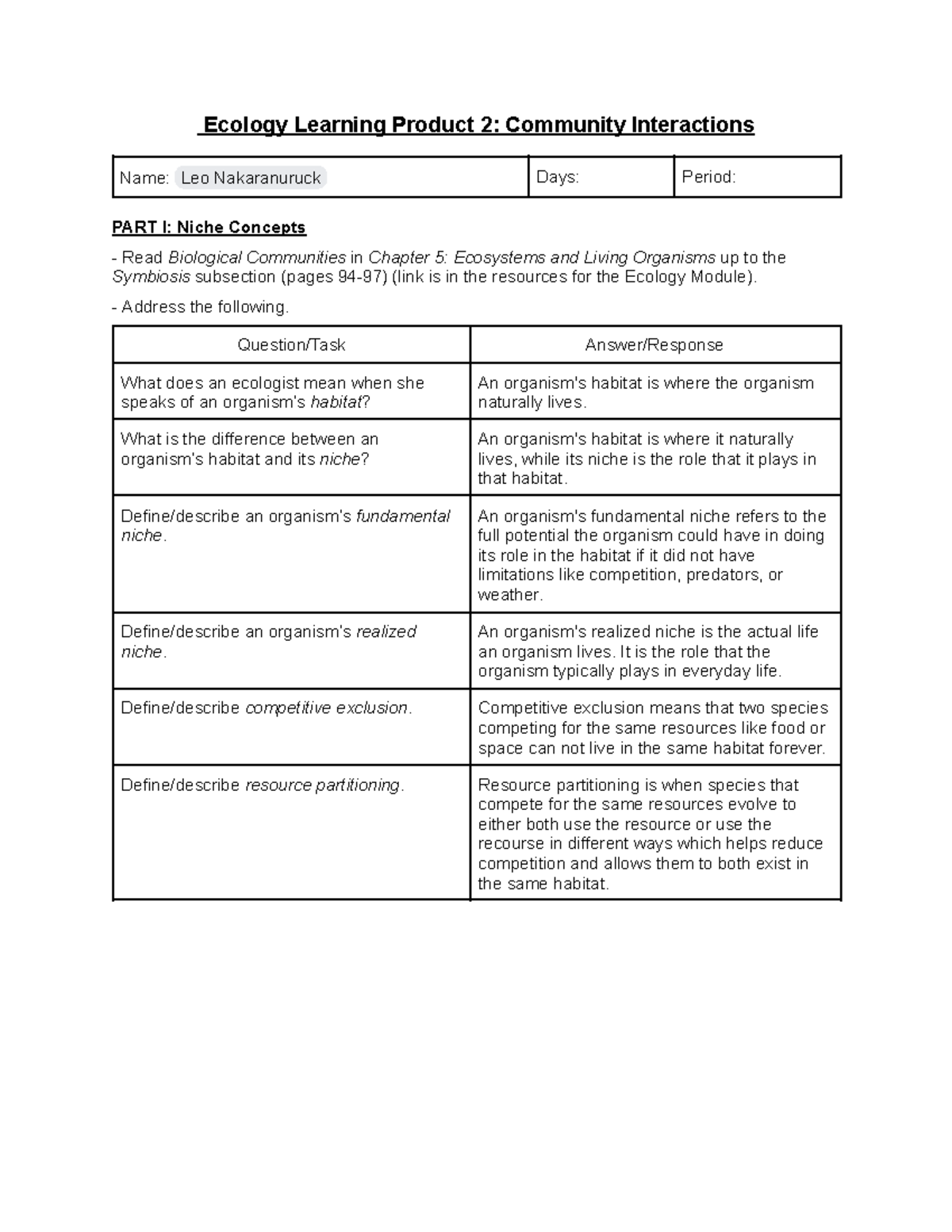 Copy of Ecology Learning Product 2 Community Interactions - Ecology ...