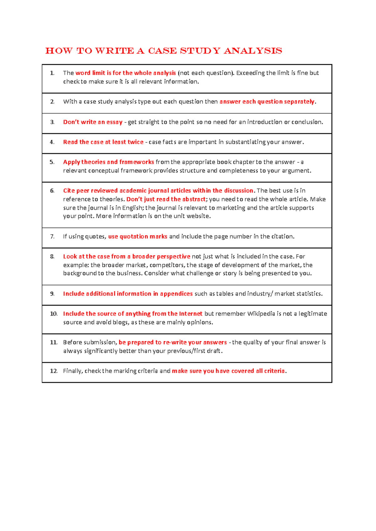 How to write a case study analysis - The word limit is for the whole ...