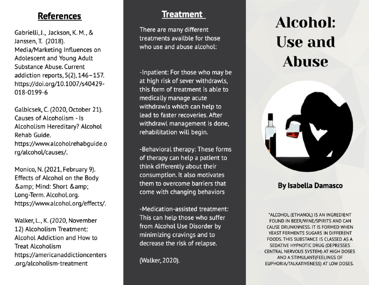 Substance Use and Abuse Pamphlet (Alcohol) - References Treatment ...