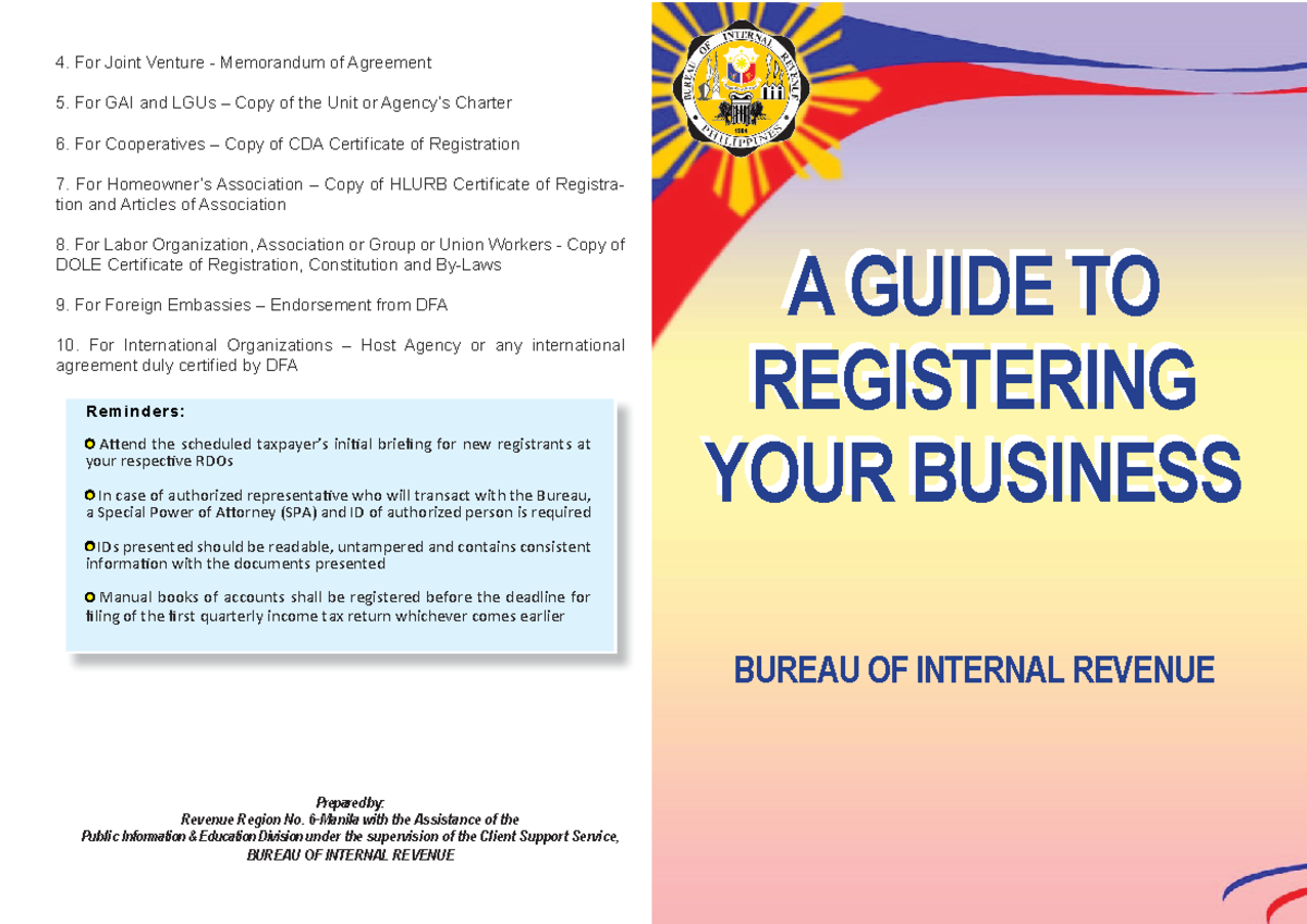 Flyer for all types of registration - A GUIDE TO REGISTERING YOUR ...