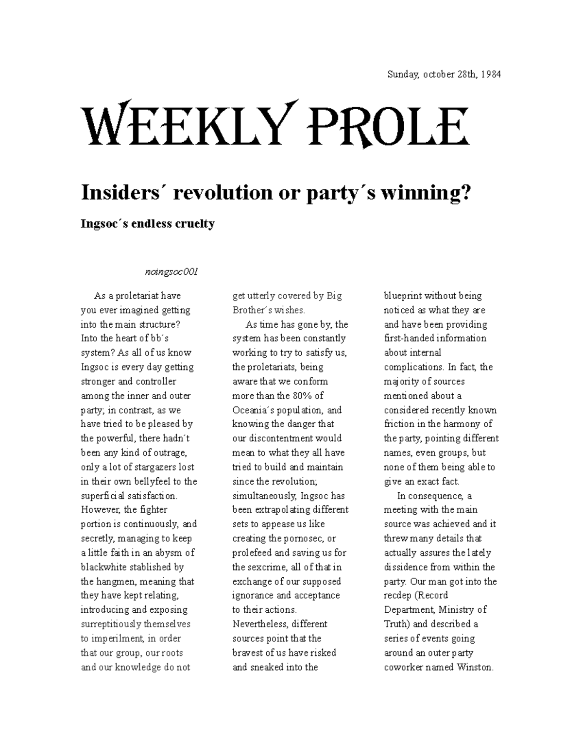 Prueba interna Inglés B Bachillerato Internacional - Sunday, october ...