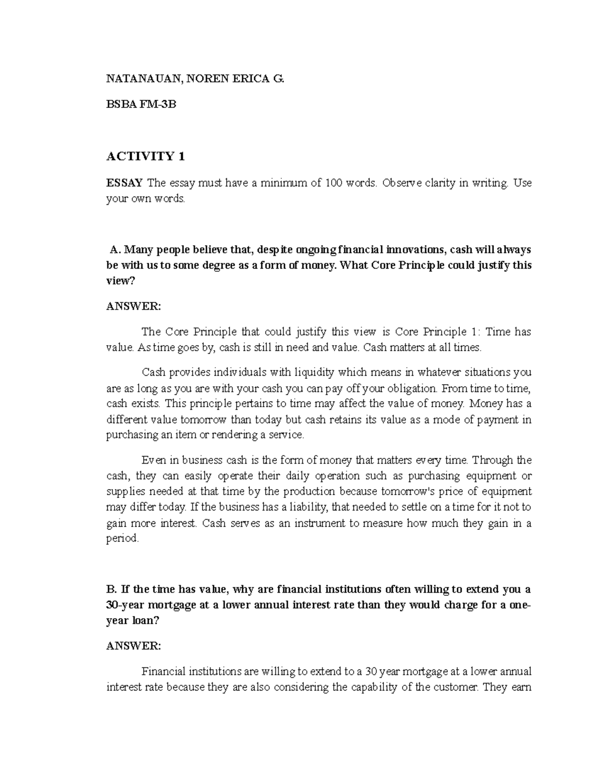 Natanauan. Noren. Erica.G.FM-3B. Activity 1 the act of assigning ...