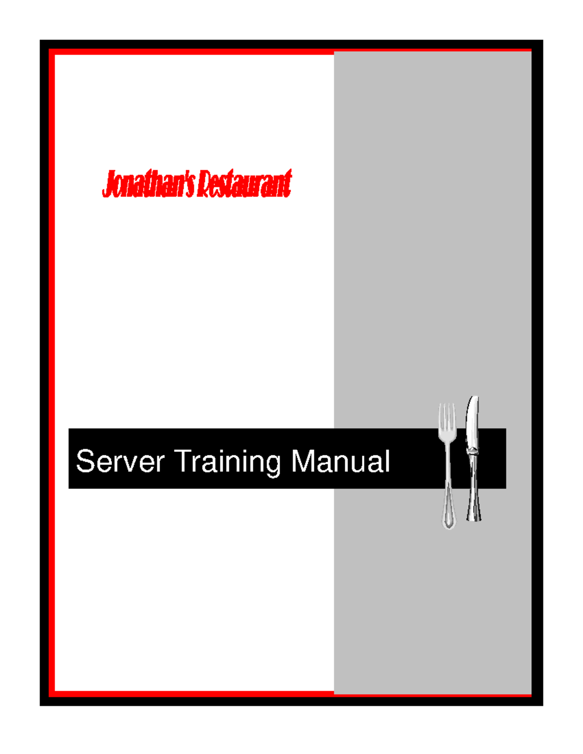 Server Training Manual 2020 - Table of Contents INTRODUCTION SERVER ...