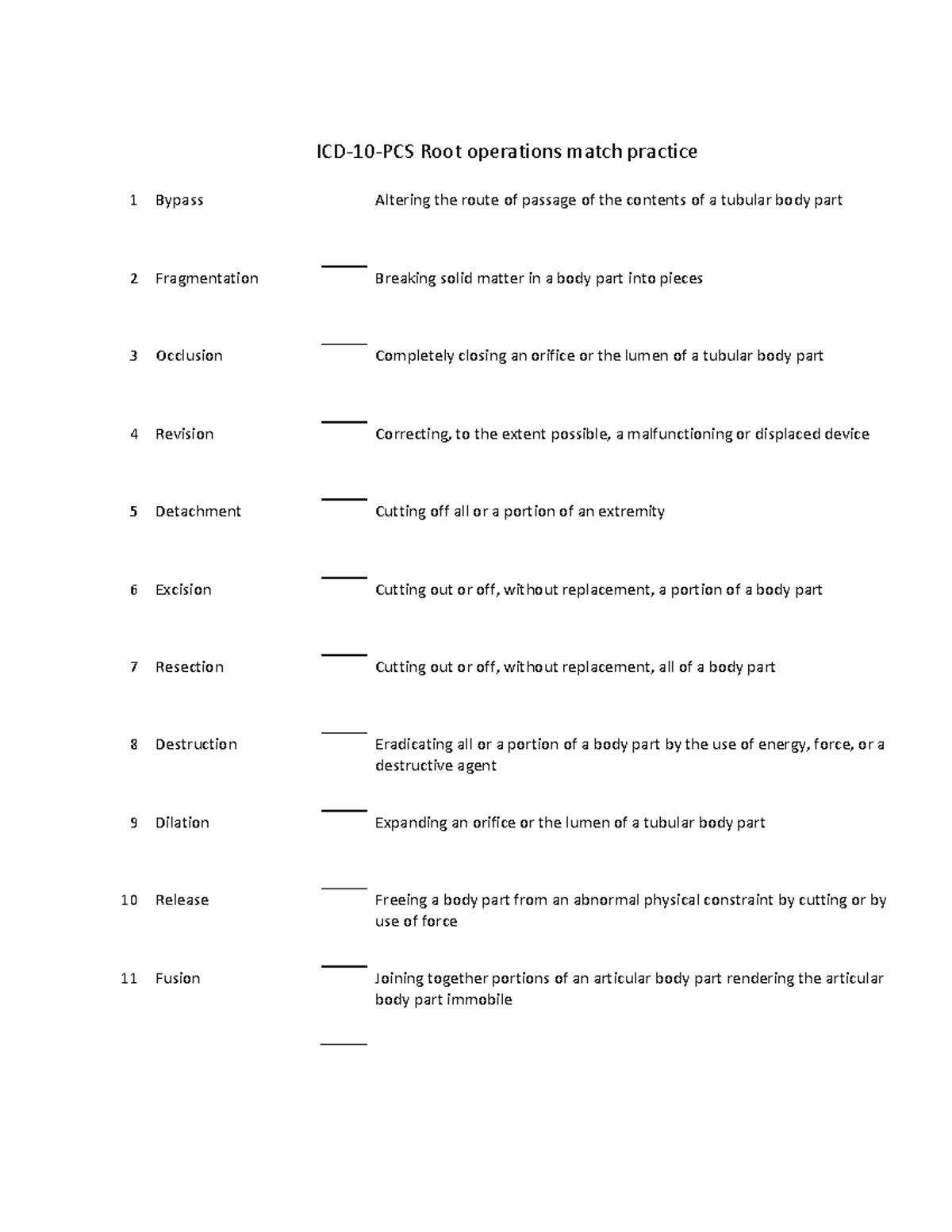 ICD-10-PCS ROOT Operations Match - ICD- 10 -PCS Root operations match ...