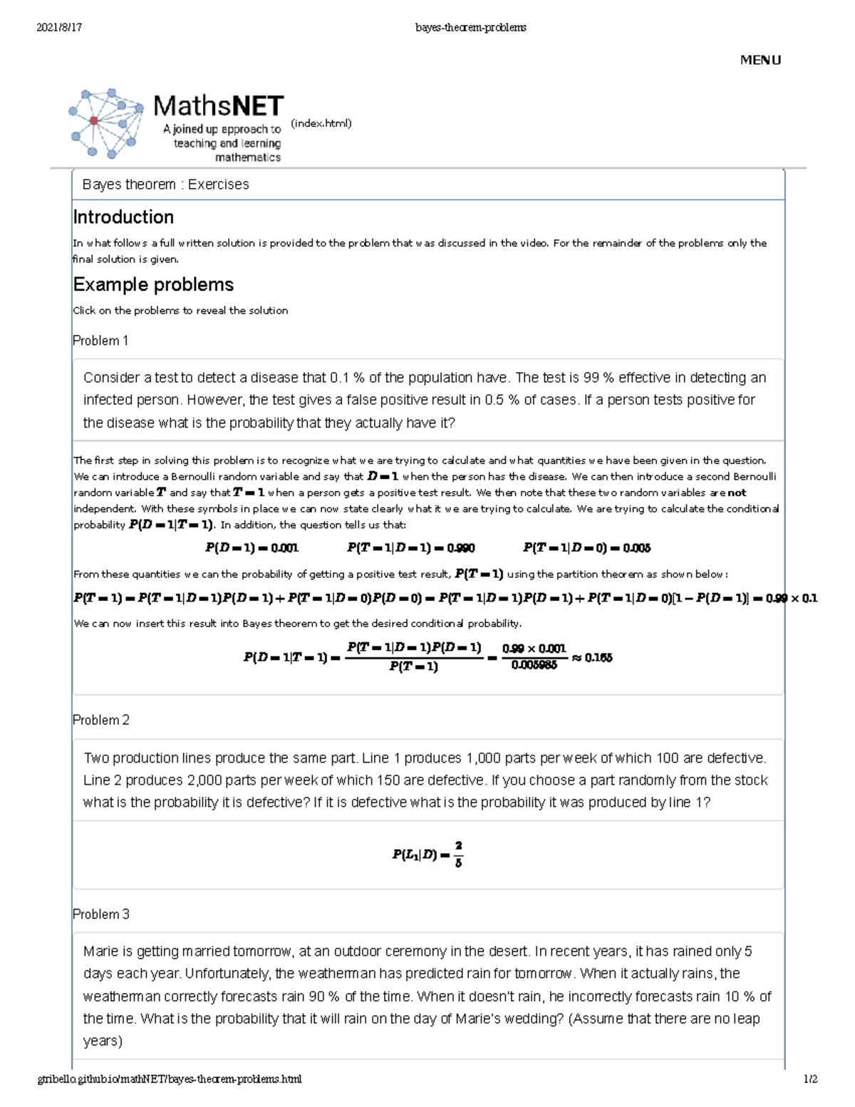 Bayes-theorem-problems - 2021/8/17 bayes-theorem-problems - Studocu