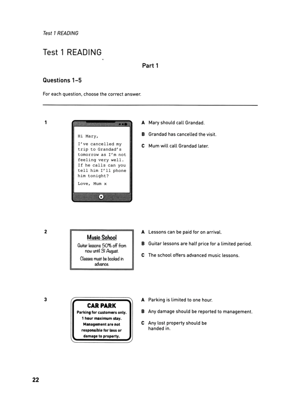 TEST 1 - Anh yêu em - Test 1 READING Test 1 READING ####### Questions 1 ...