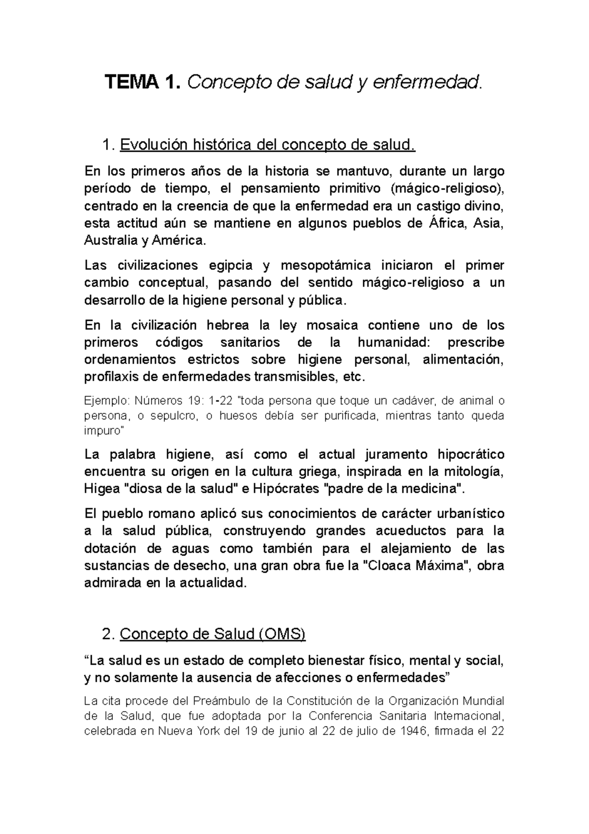 TEMA 1. Concepto de salud y enfermedad. - TEMA 1. Concepto de salud y enfermedad. 1. del ...