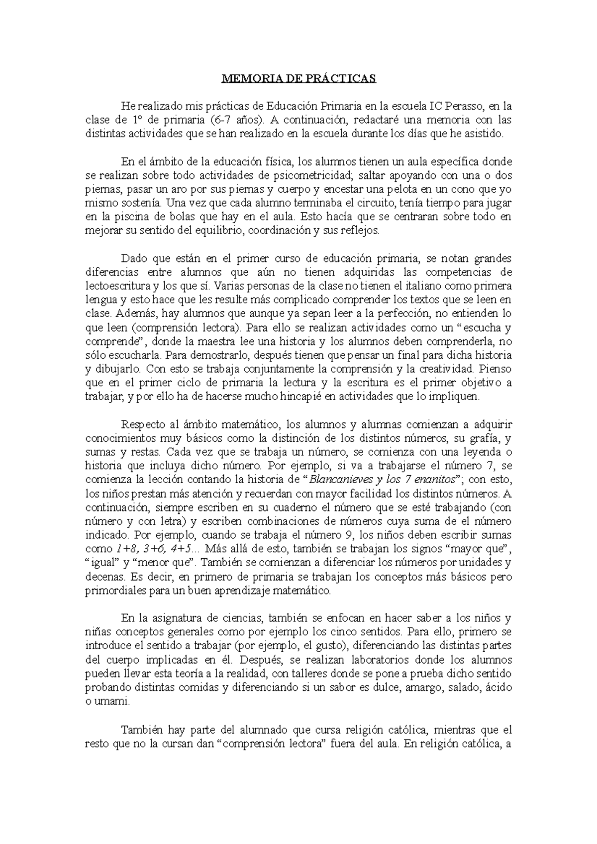 Diario DE Prácticas copia - MEMORIA DE PRÁCTICAS He realizado mis ...