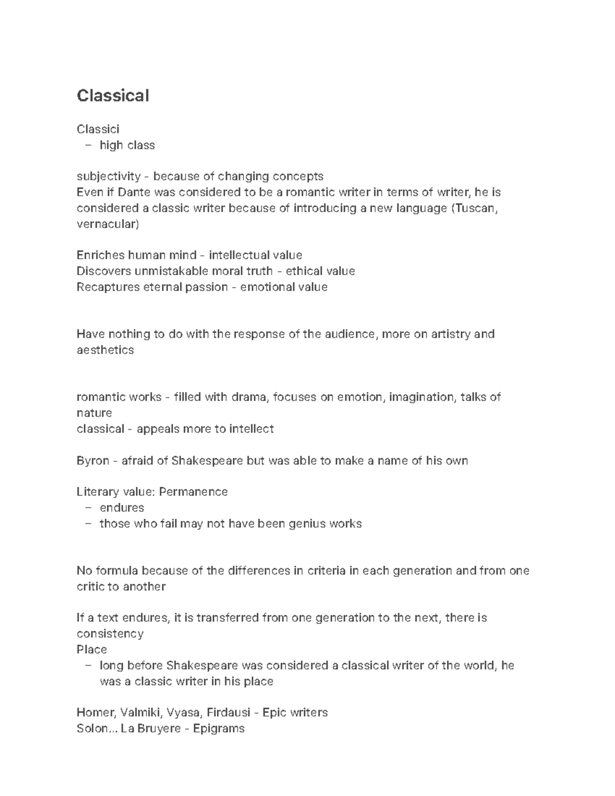 Classical - Lecture notes - – – – – Classical Classici high class ...