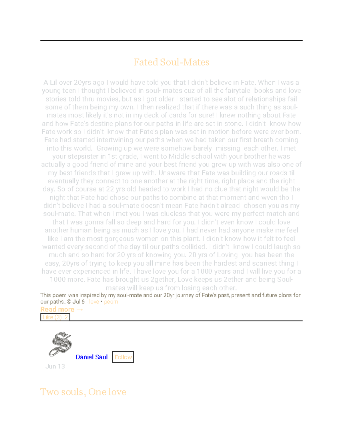 Fated Souldhrth - Fated Soul-Mates A Lil over 20yrs ago I would have ...