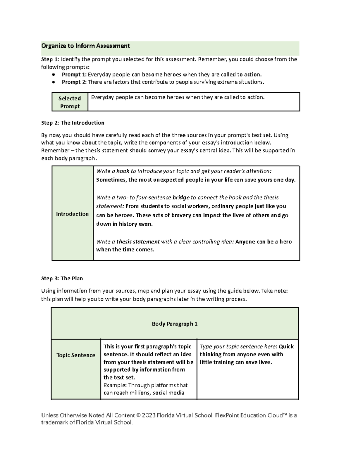 Organize to inform assessment - Organize to Inform Assessment Step 1 ...