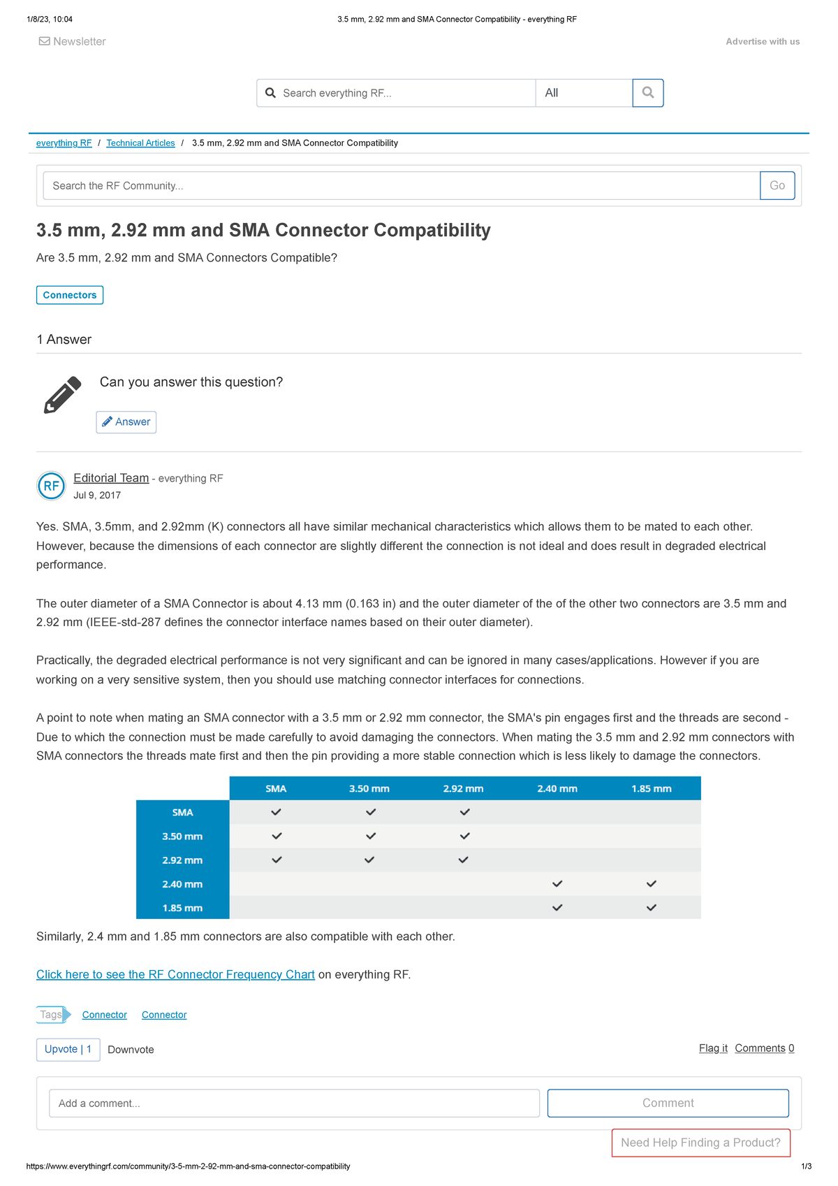 3.5 mm, 2.92 mm and SMA Connector Compatibility - everything RF ...