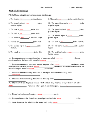 01 Lab Unit 1 ADA test 2 - Biology 231C General Human Anatomy Cypress ...