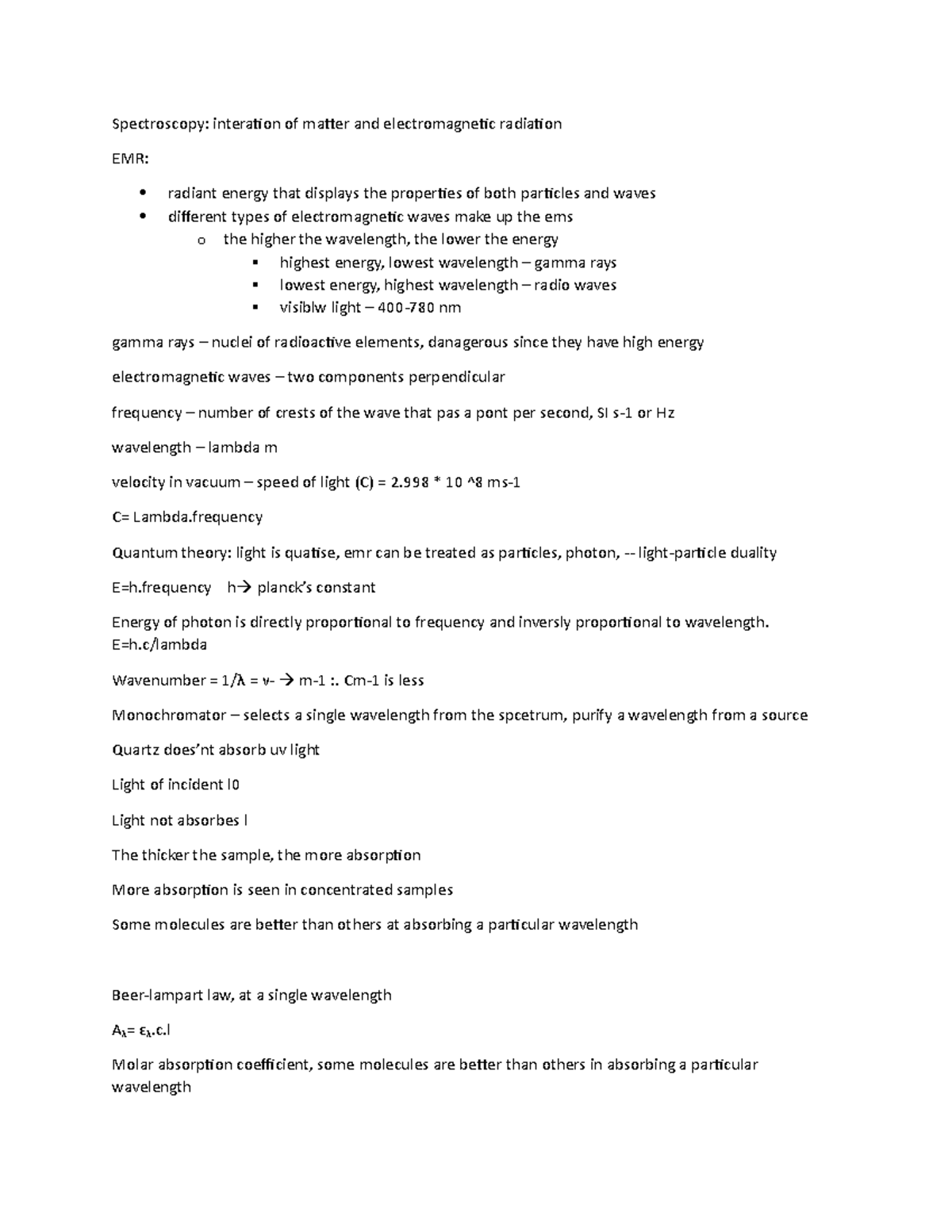 Chem1 - Lecture notes 1 - section 3 - Spectroscopy: interation of ...