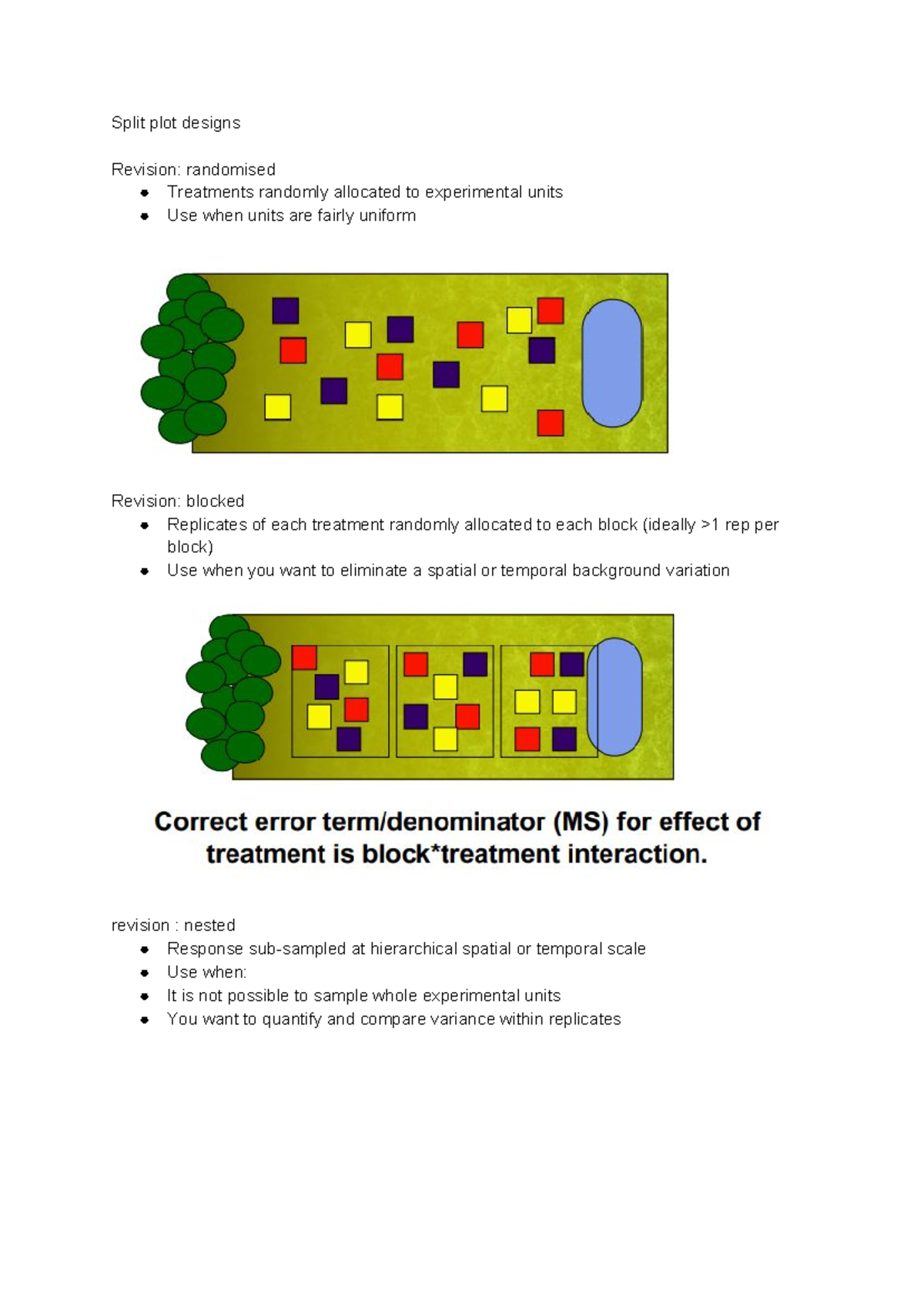 309-lecture 12 - Lecture notes 12 - Split plot designs Revision ...
