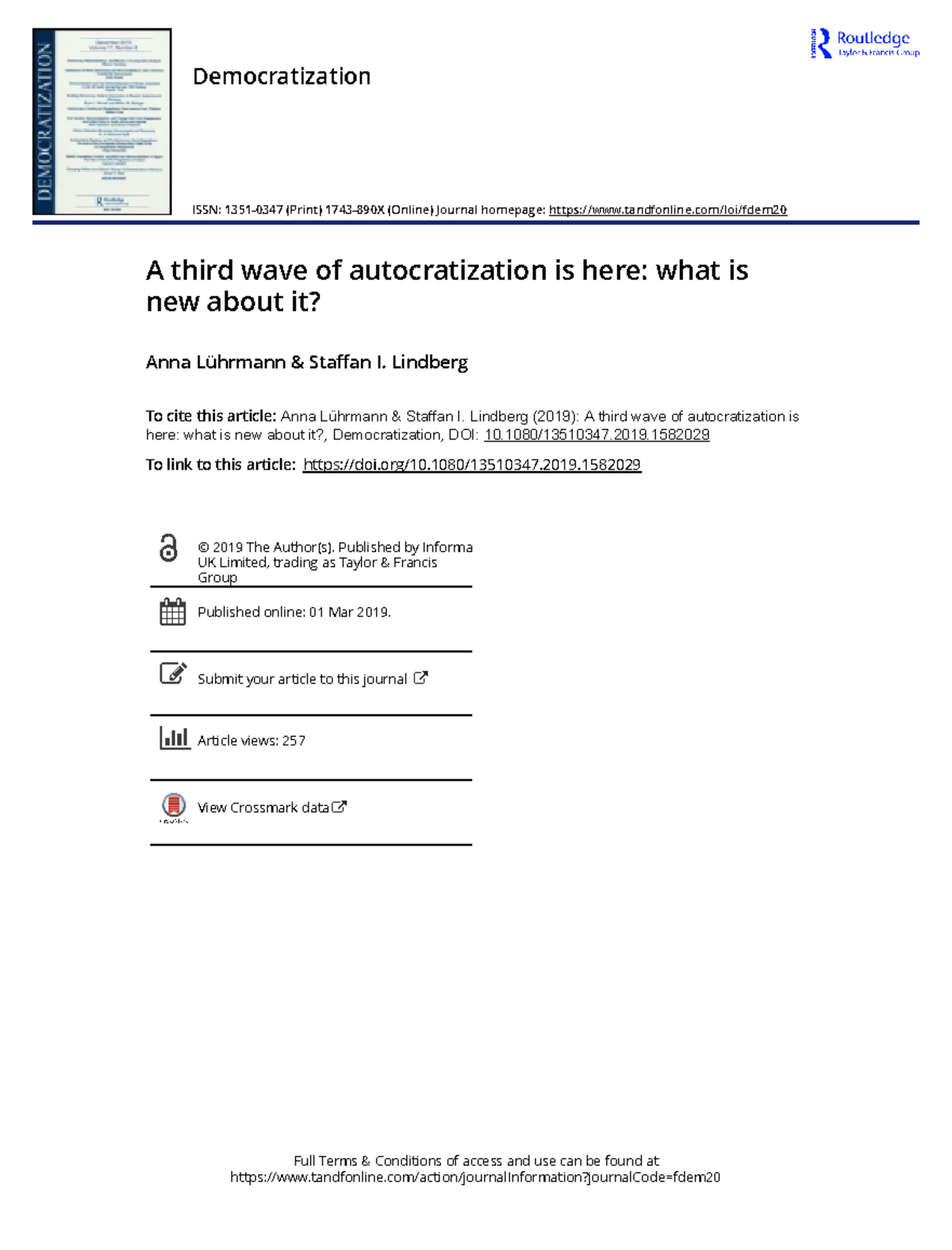 A third wave of autocratization is here what is new about it - Full ...