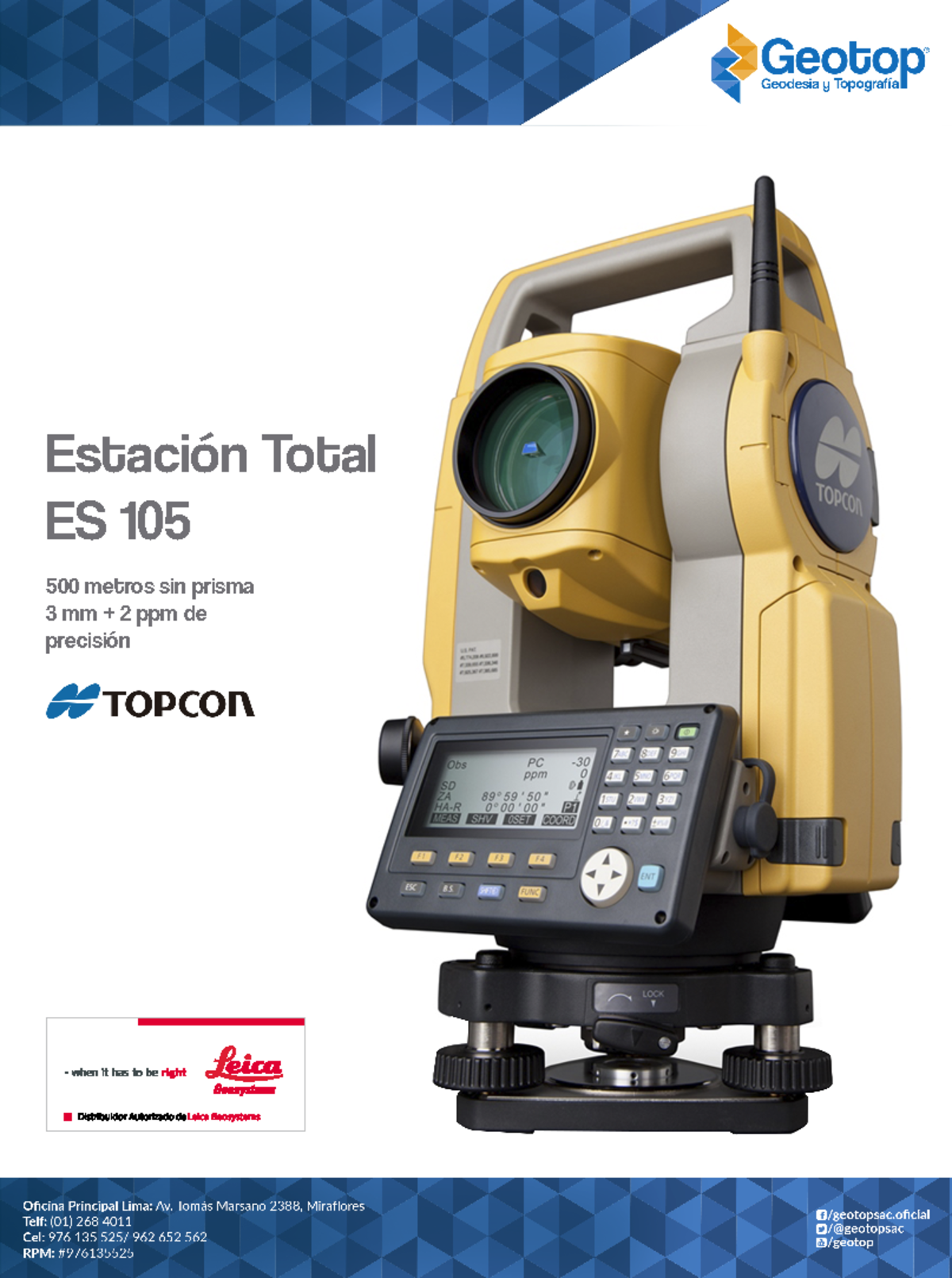 Estacion total topcon es105 geotop - Estación Total ES 105 500 metros ...