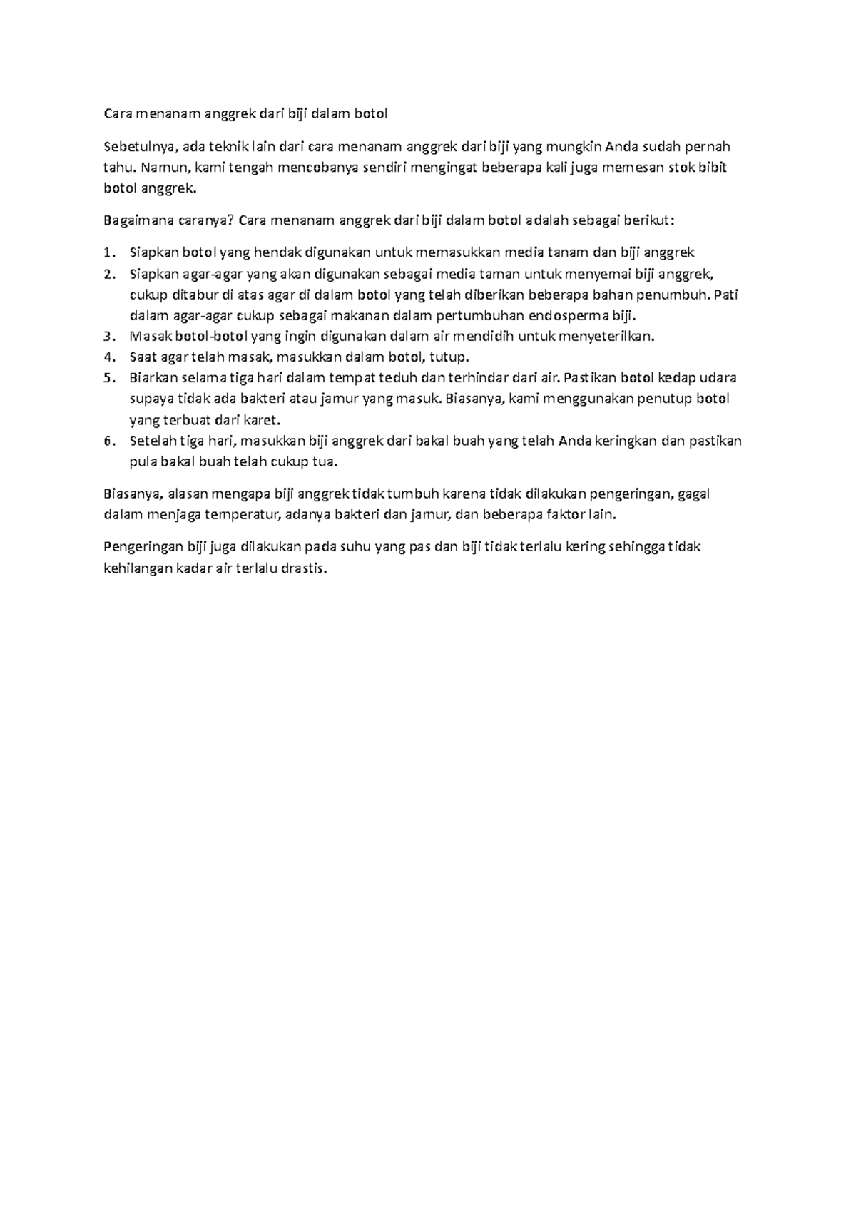 Cara menanam anggrek dari biji dalam botol - Cara menanam anggrek dari ...