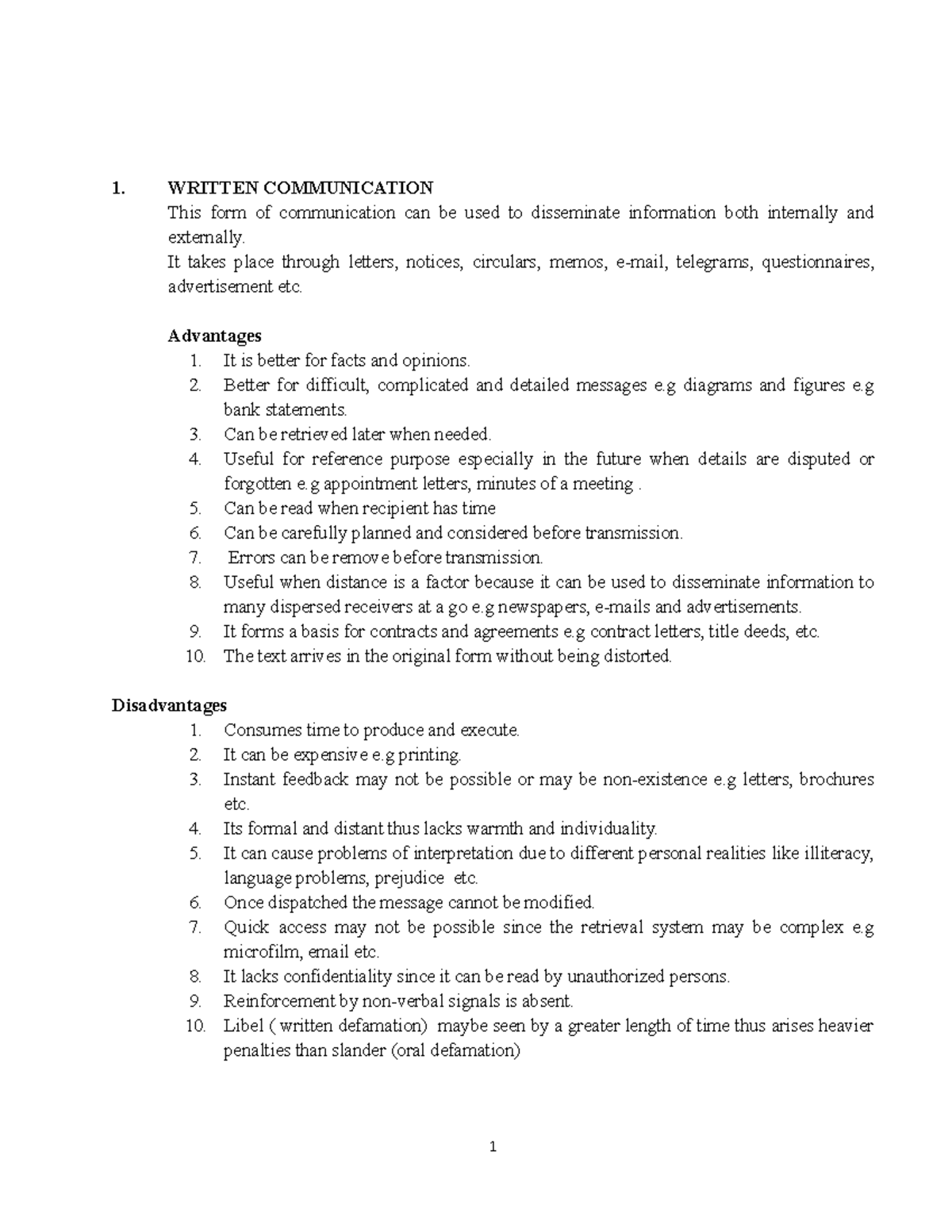 Communication Skills Notes (2-C. Ndeithi) - 1. WRITTEN COMMUNICATION ...