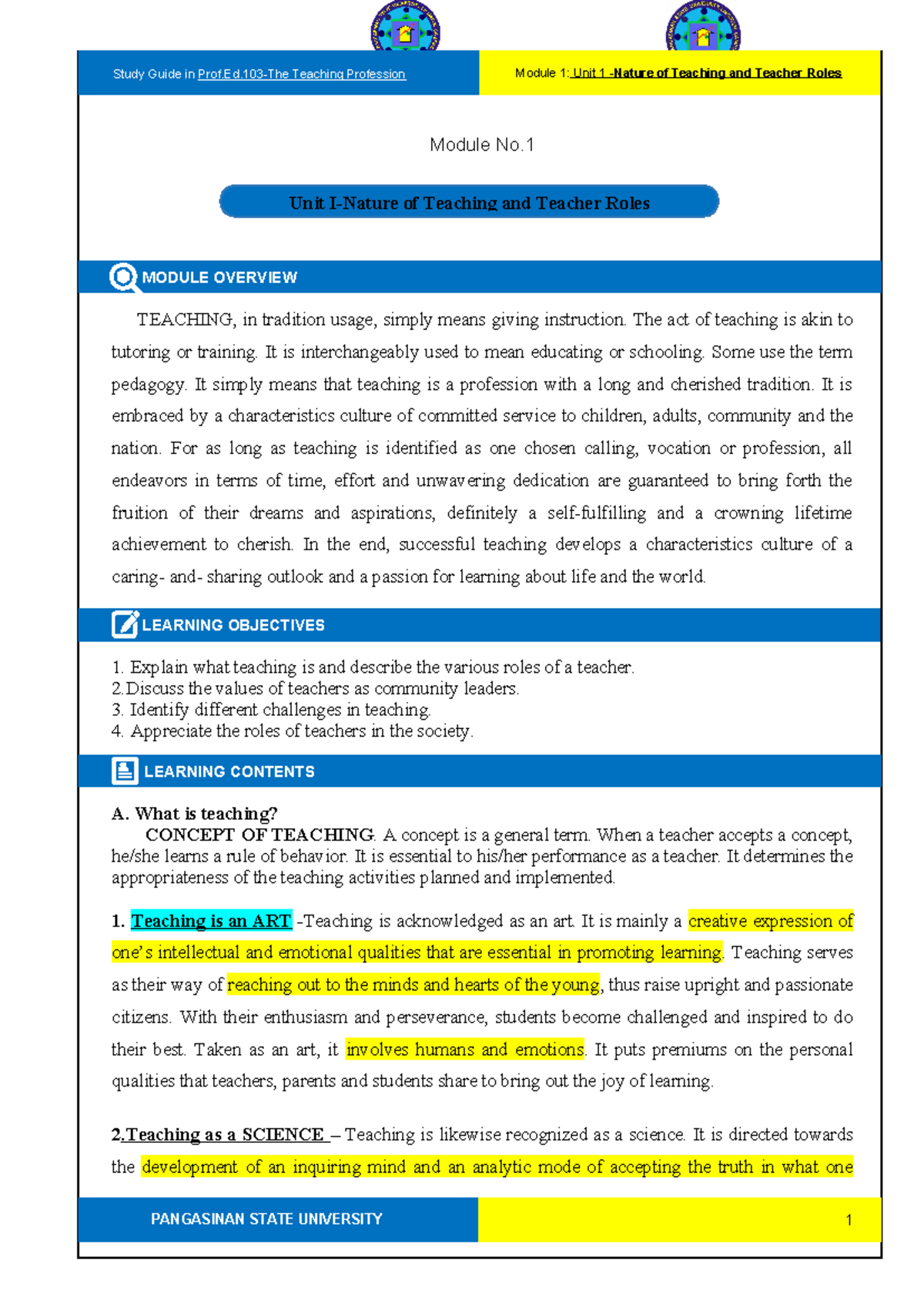 Pdfcoffee - fvbdsfe - Unit I-Nature of Teaching and Teacher Roles ...