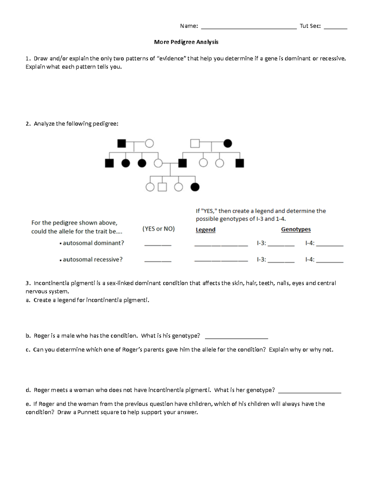 W3T2 More Pedigree - Lecture/Study Notes - Biol 0130 - MRU - Studocu