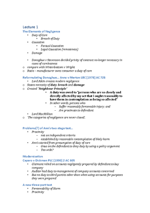 Duty of Care The Caparo Test (Law Notes) - Law Notes # 08/10/ Tort ...