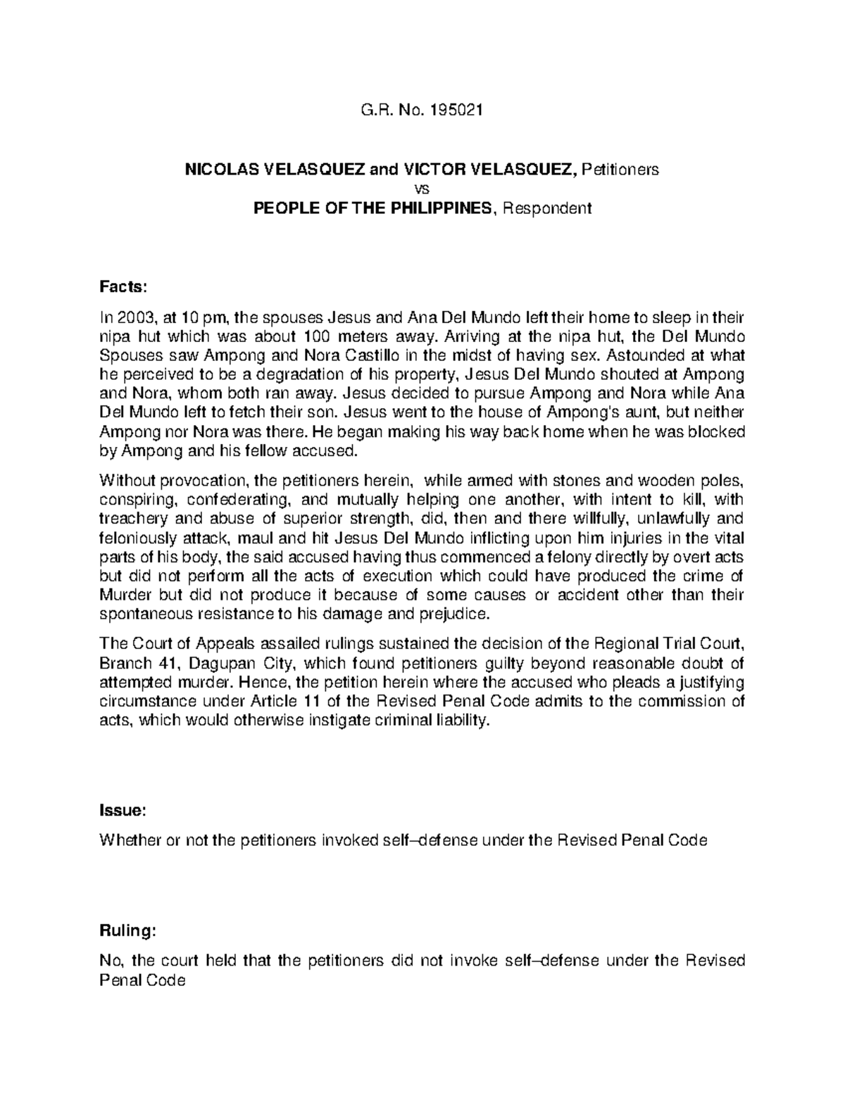 RPC Article 11 - G. No. 195021 NICOLAS VELASQUEZ and VICTOR VELASQUEZ ...