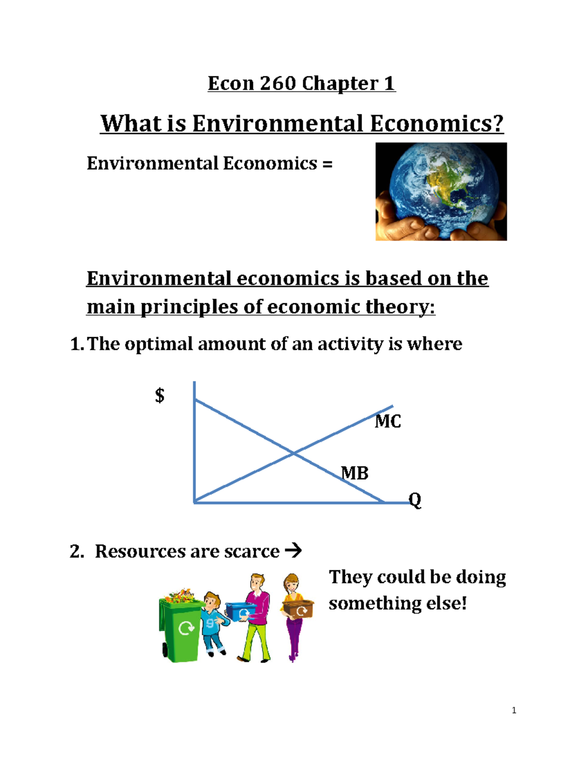 Chapter 1 Student slides - Environmental econx - Econ 260 Chapter What ...